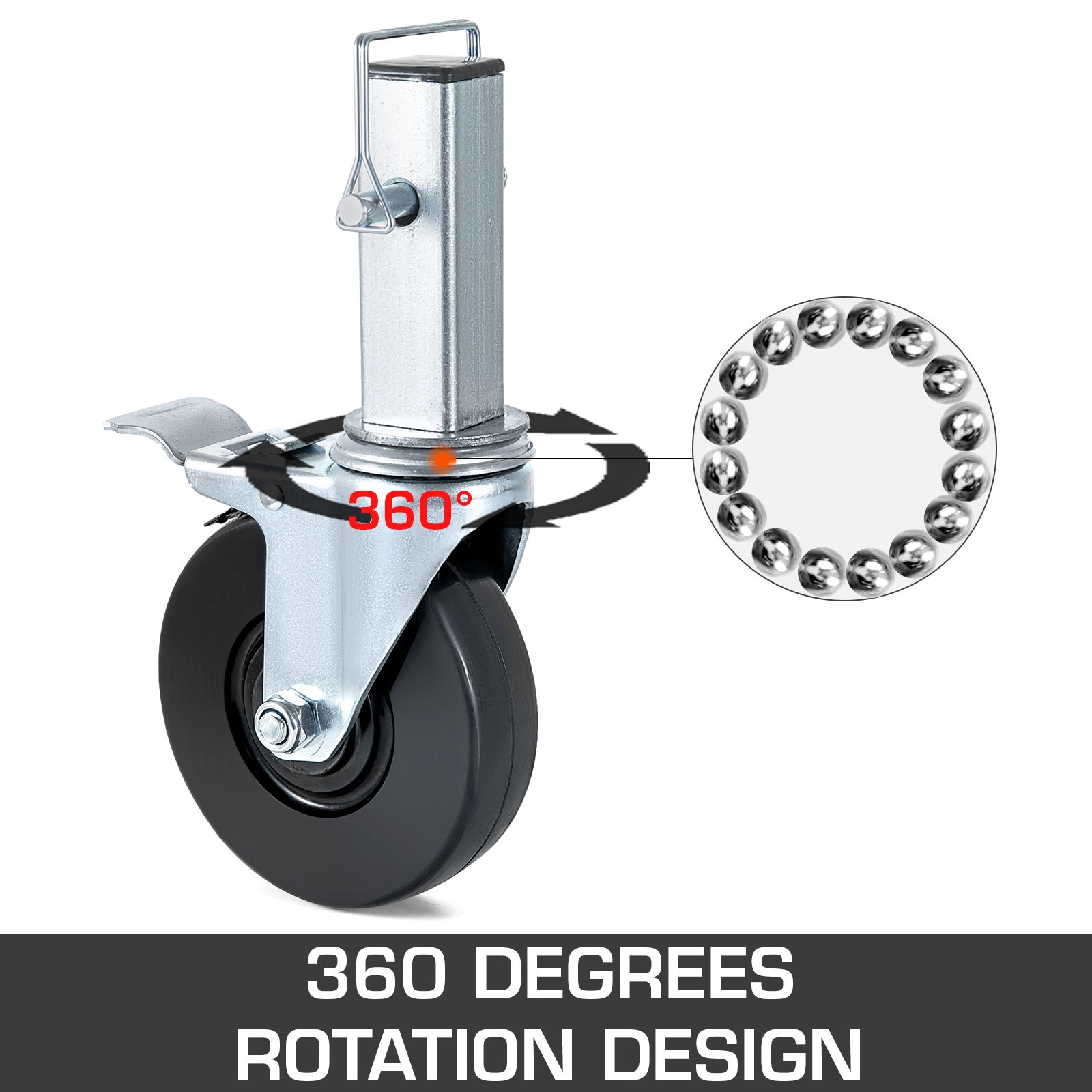 5" Swivel Caster With Dual Locking Scaffolding Square Stem Zinc Coating ...