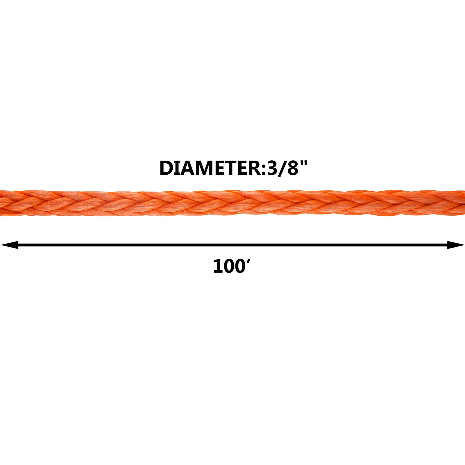 VEVOR Synthetic Winch Rope 3/8" x 100ft, Winch Cable with G70 Hook ...