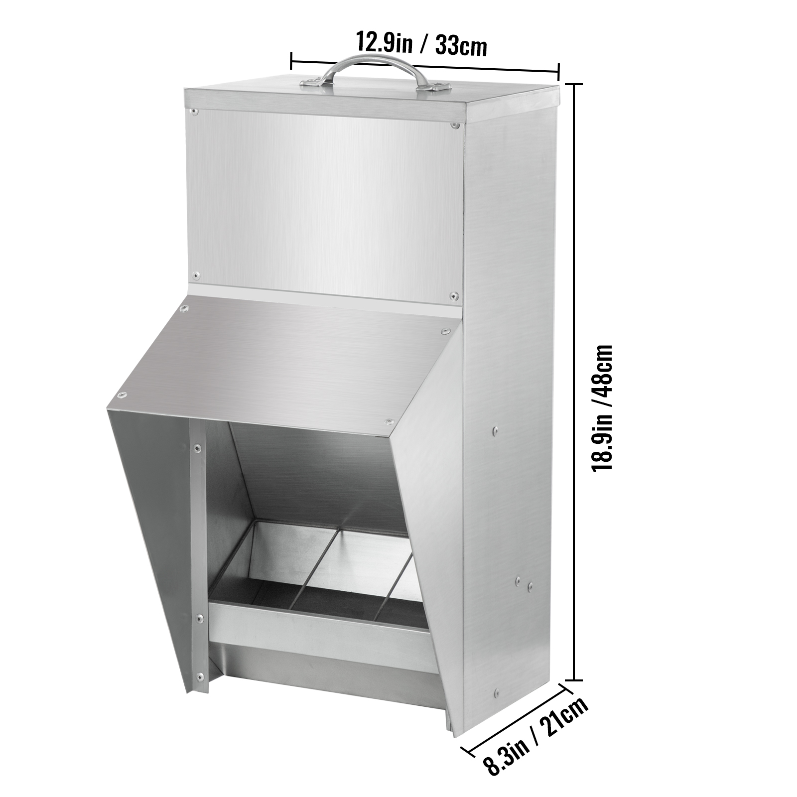 VEVOR Galvanized Poultry Feeder Holds 25lbs of Feed Chicken Feeders No ...