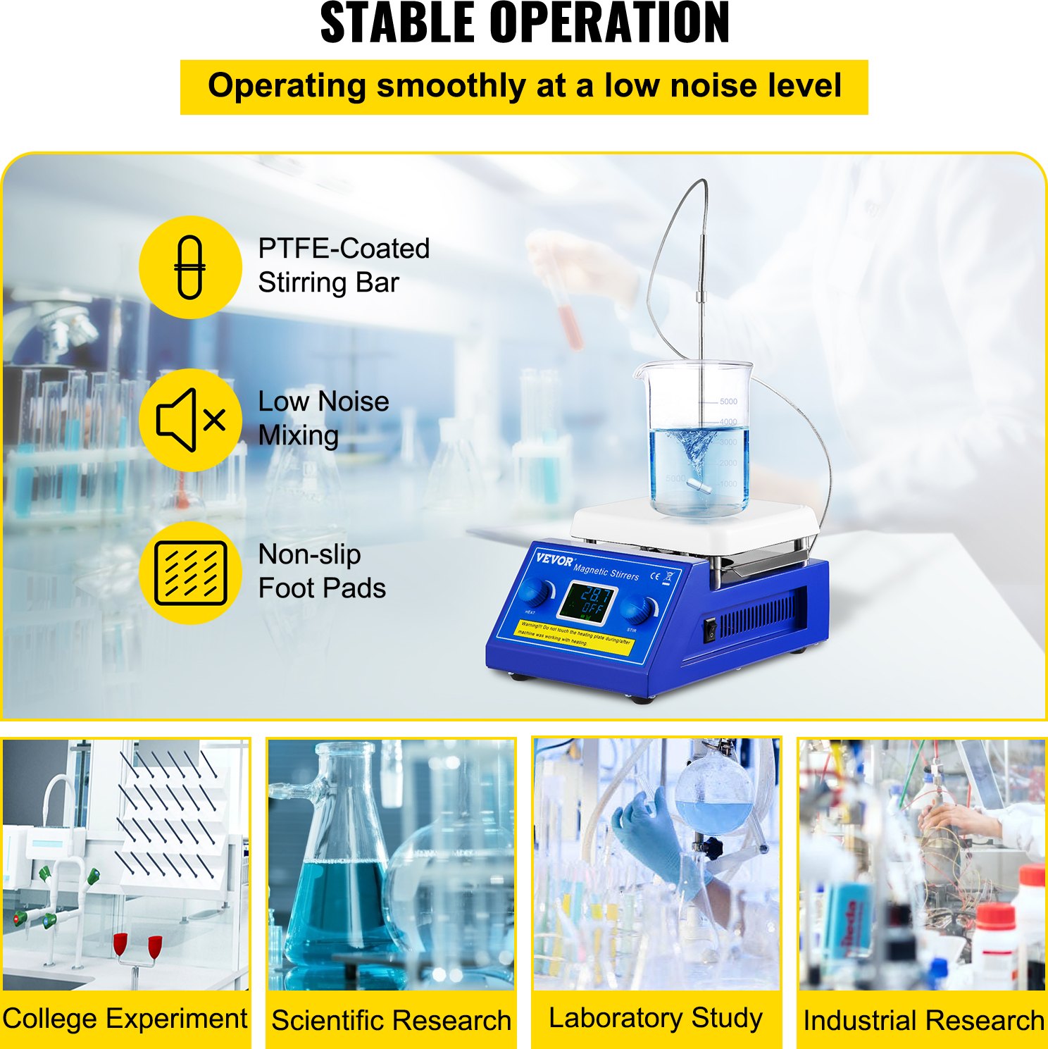 VEVOR Hot Plate Magnetic Stirrer Lab Magnetic Stirrer 2000RPM 5L Max ...