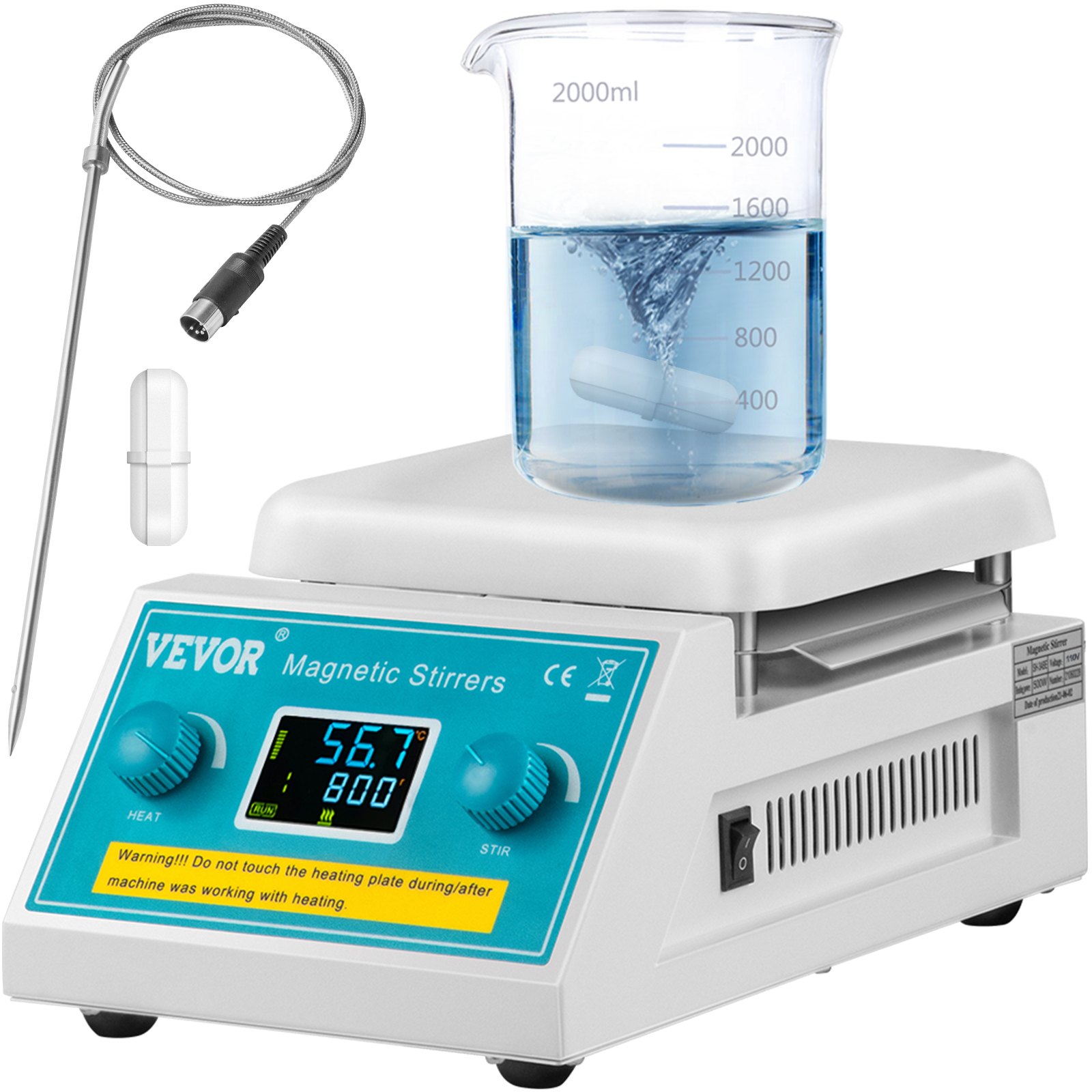 VEVOR Magnetic Stirrer Hot Plate, 2000ml Stirring Capacity Max 572°F ...