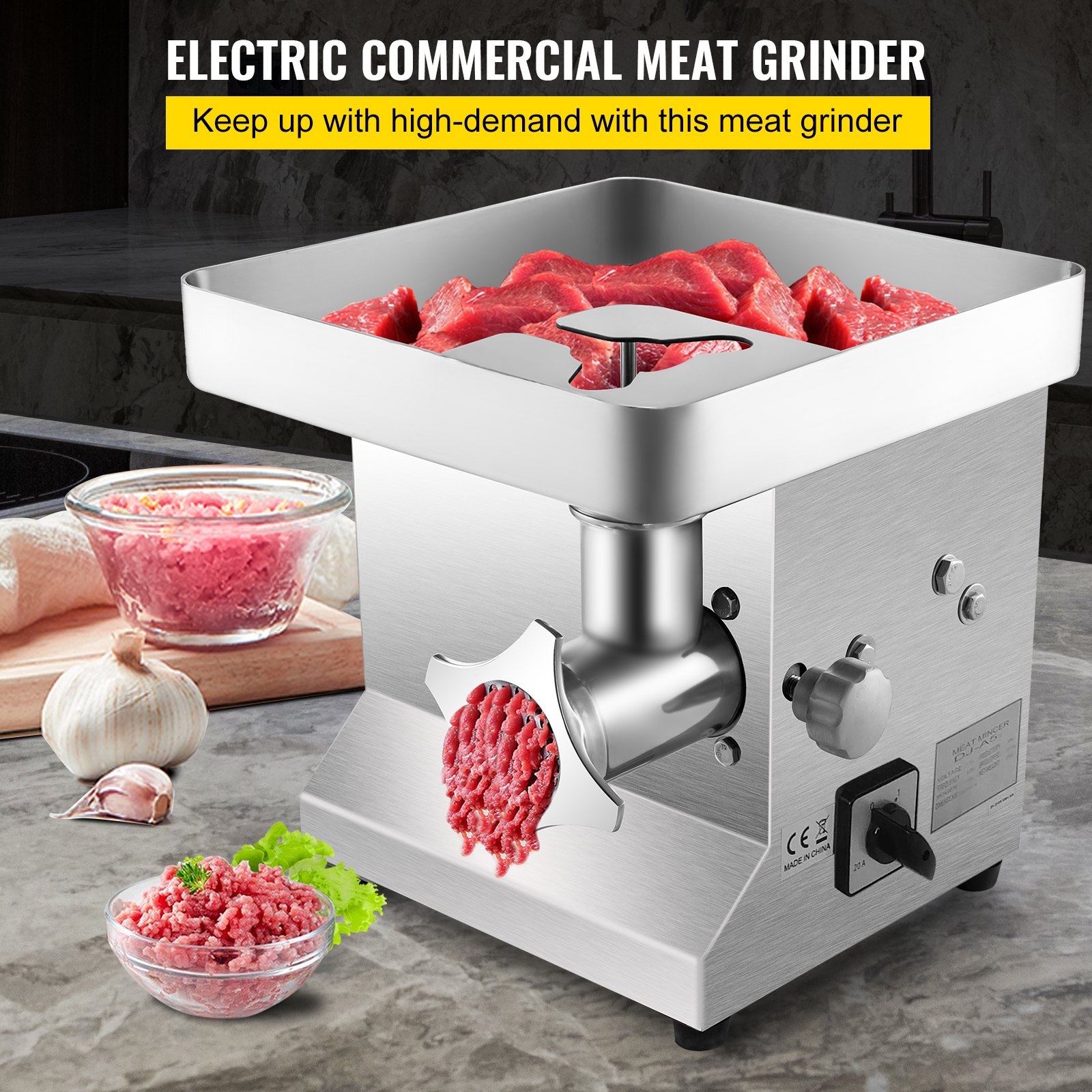 VEVOR Commercial Meat Grinder 850W 550LB/H Stainless Steel Electric ...