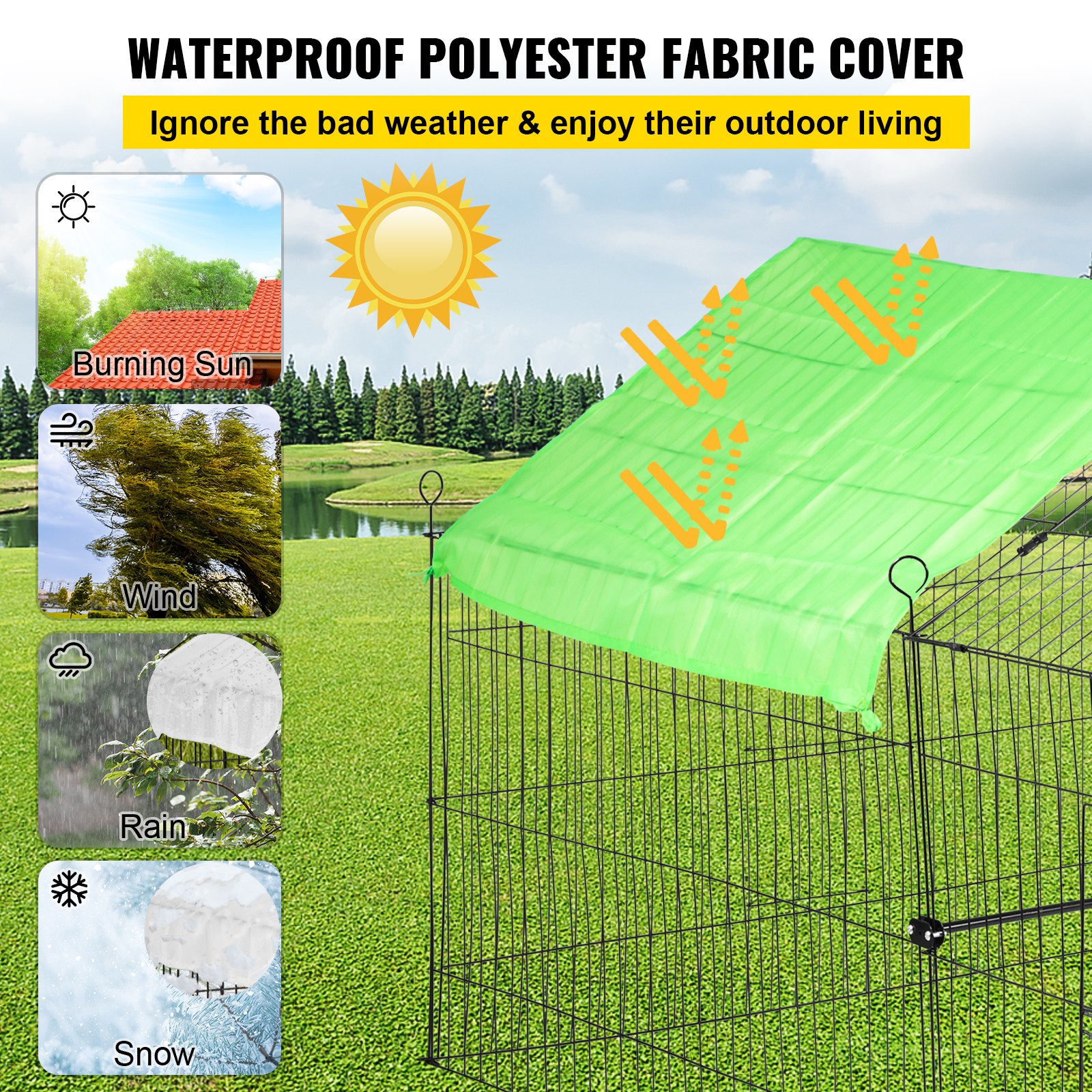 VEVOR Large Metal Chicken Coop, 71" x 30" x 30", Rabbit Run Enclosure ...