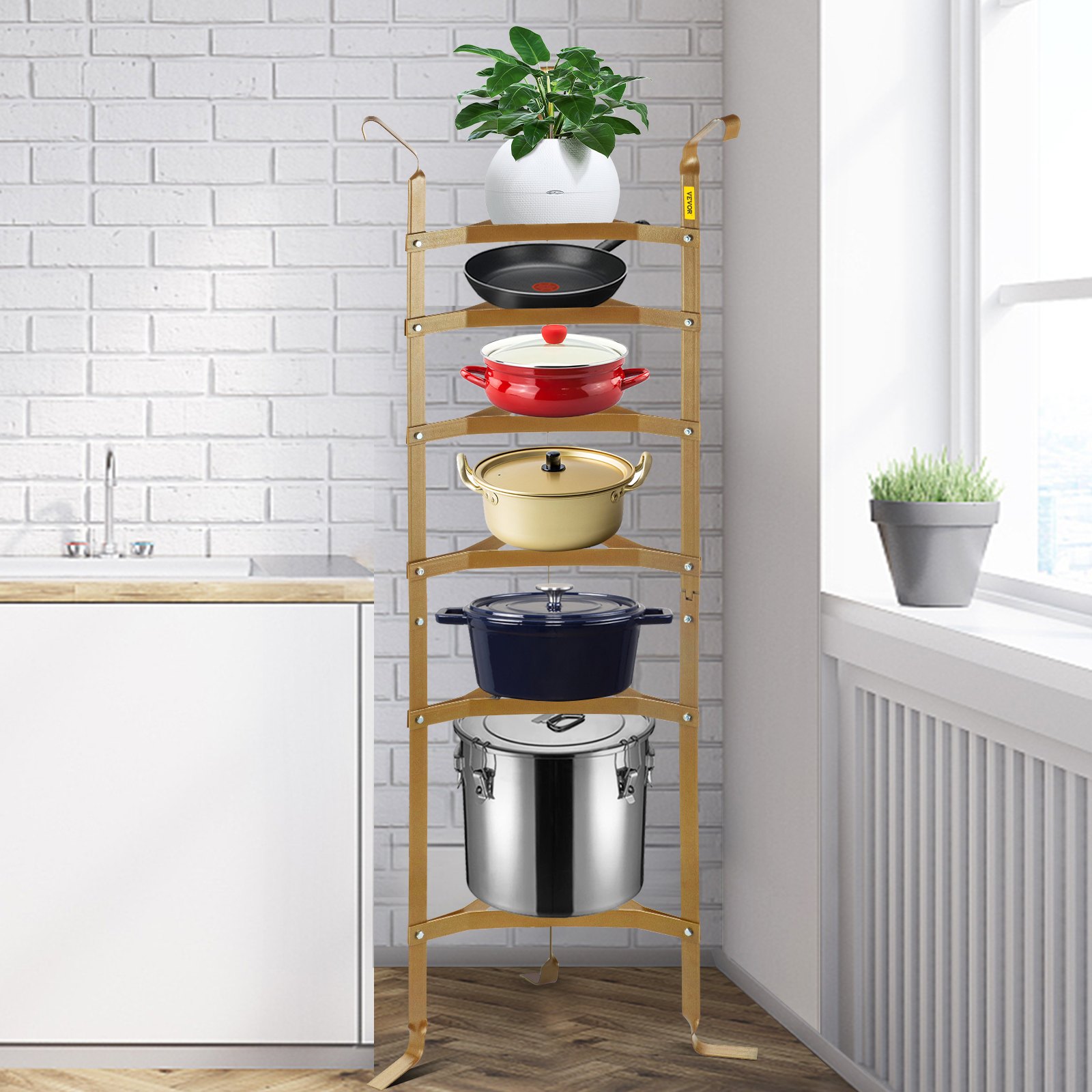VEVOR VEVOR Cookware Stand Vertical Pot Rack 6-Tier Storage Kitchen ...