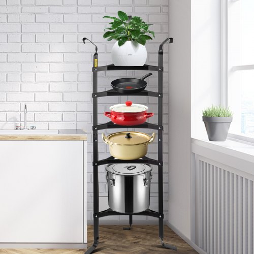 VEVOR 5-Tier Cookware Stand, Carbon Steel Multi-Layer Pot Rack, 42.7 ...