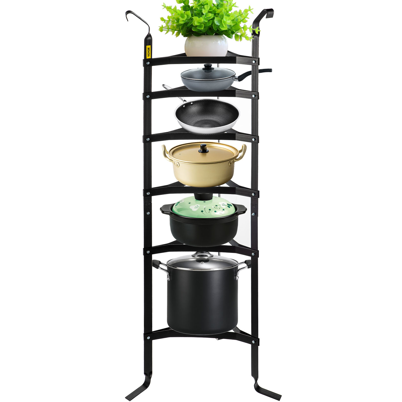 VEVOR 6-Tier Cookware Stand, 61-inch Multi-Layer Pot Rack, Carbon Steel ...
