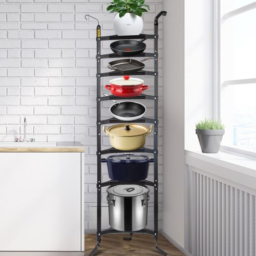 VEVOR 8-Tier Cookware Stand, 68-inch Multi-Layer Pot Rack, Carbon Steel ...