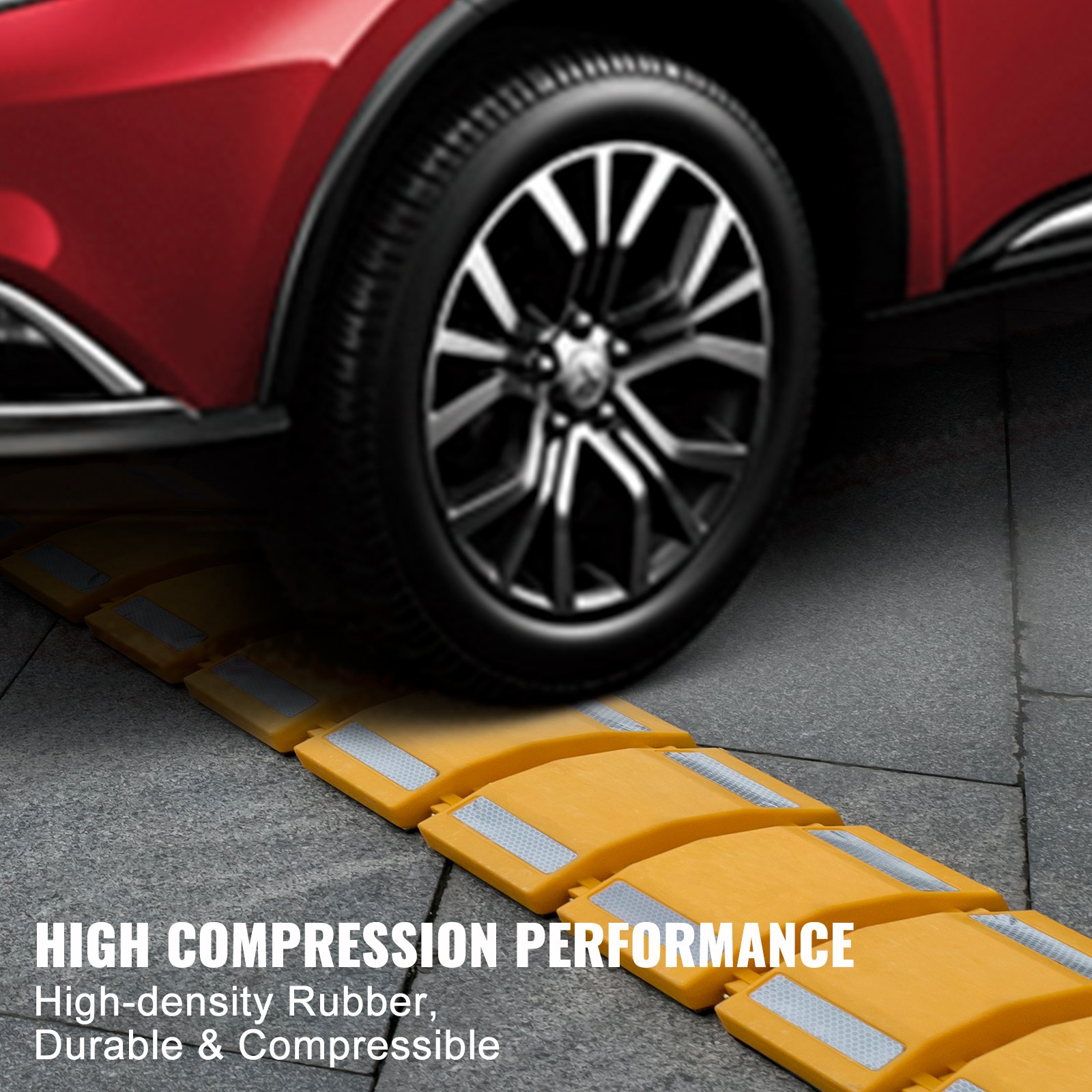 VEVOR Portable Speed Bump, 9.8 Ft Length, Speed Hump Rubber Reflective ...