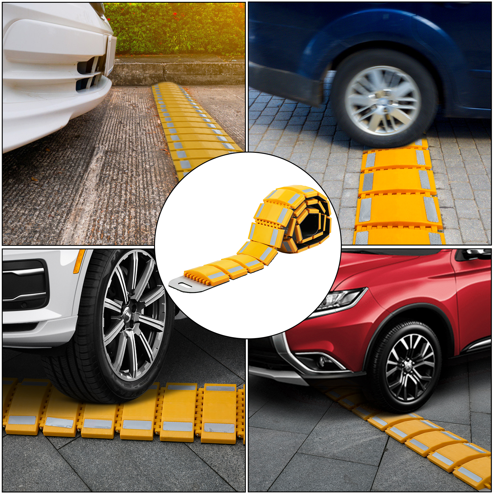 Vevor Portable Speed Bump Speed Hump 9.8 Ft Rubber Speed Bumps For ...