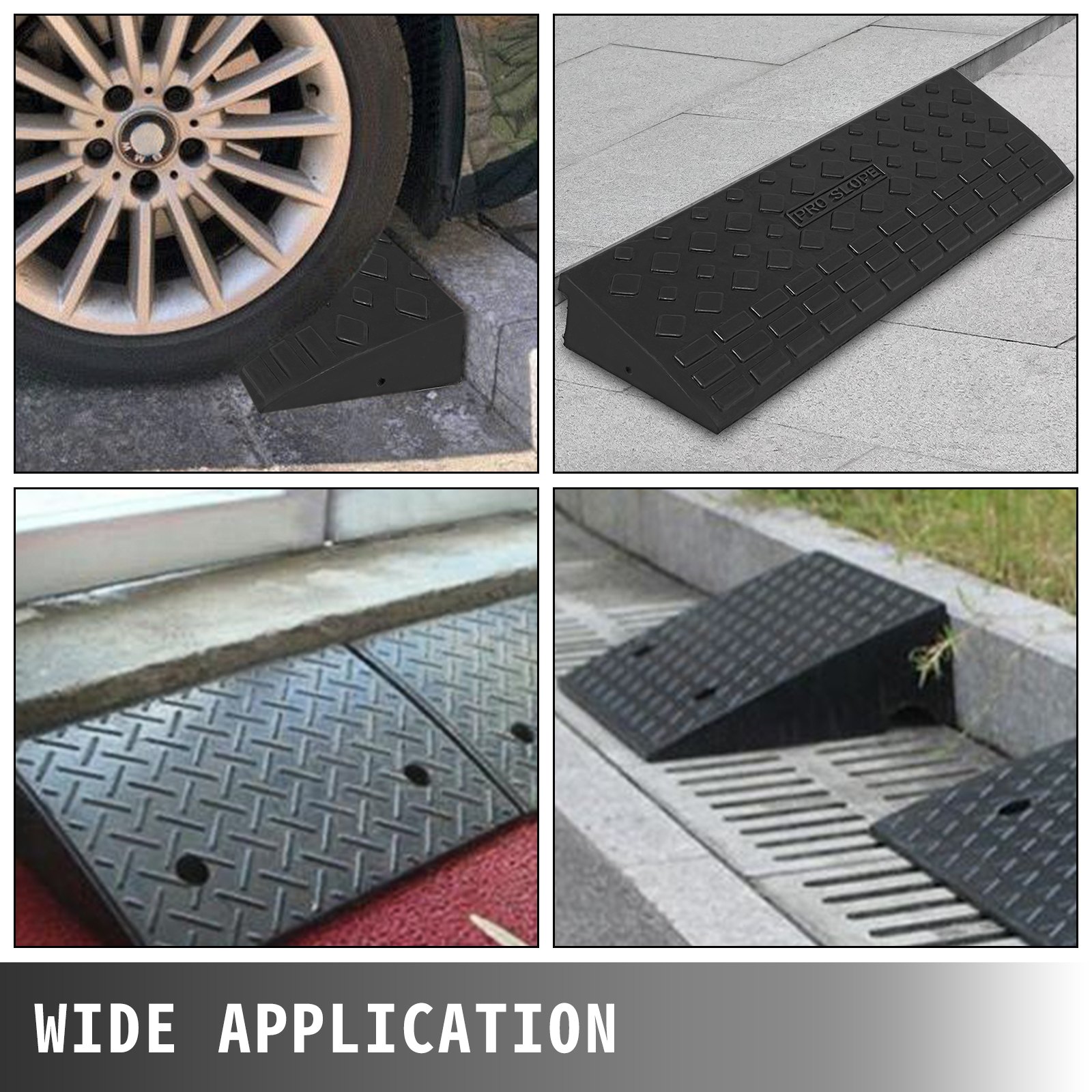 VEVOR Rubber Curb Ramp, 3.7" Rise Height Sidewalk Curb Ramp, 10" Width ...