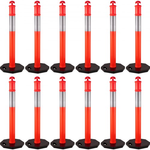 Traffic Safety Post 44" Delineator Cones/Posts Pack of 12 Posts, with ...