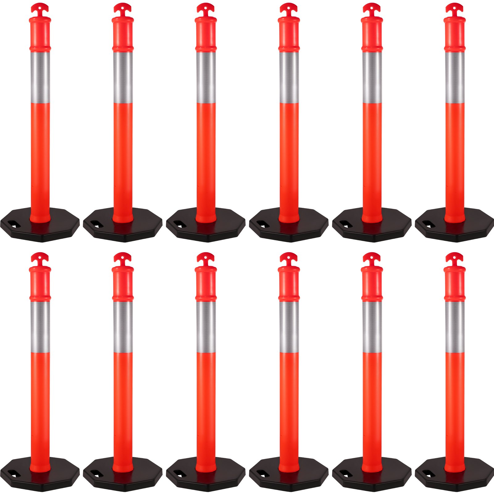 VEVOR 12Pack Traffic Delineator Posts 44 Inch Height, Channelizer Cones ...