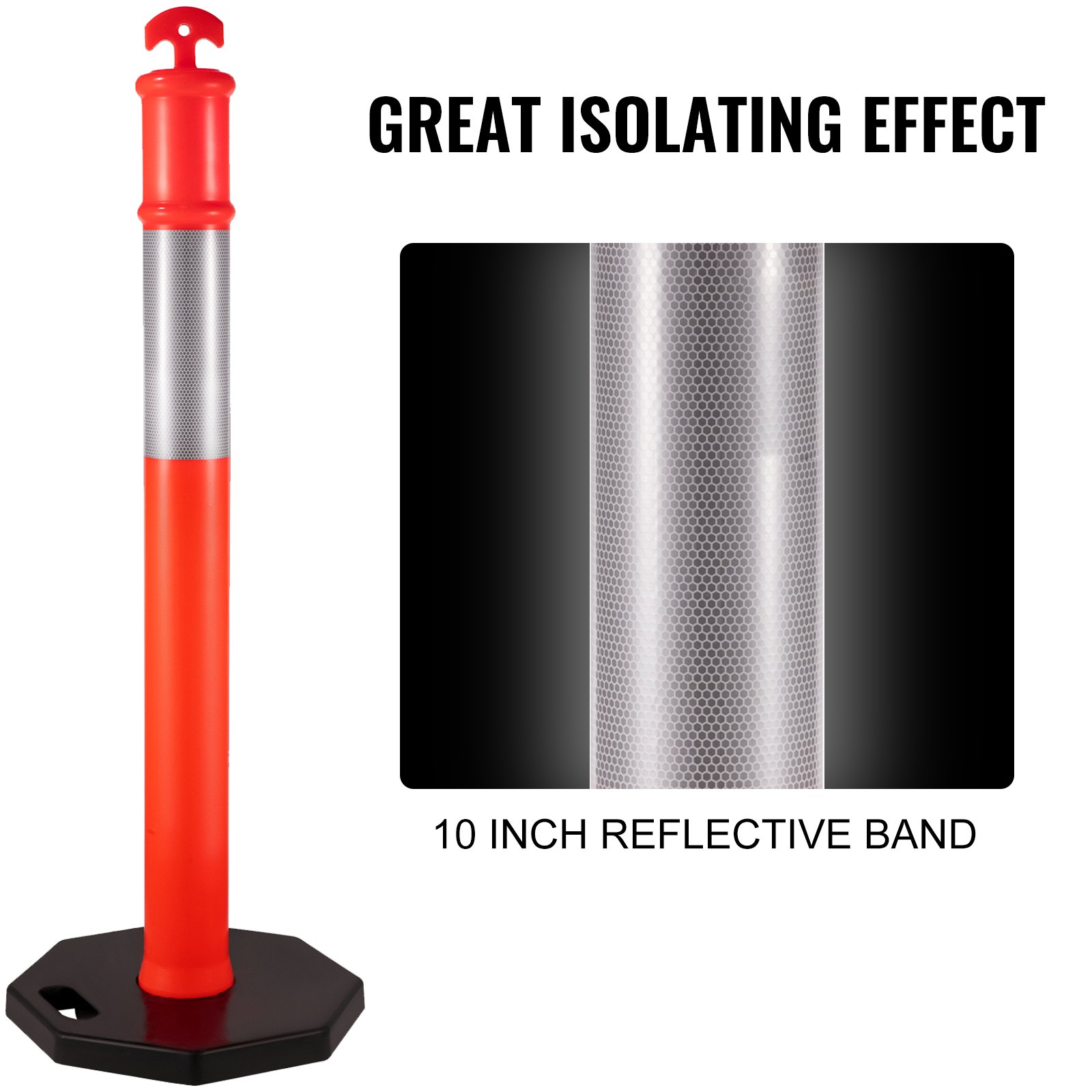 VEVOR 5Pack Delineator Posts 44 Inch Height, Orange PE Delineator Post ...