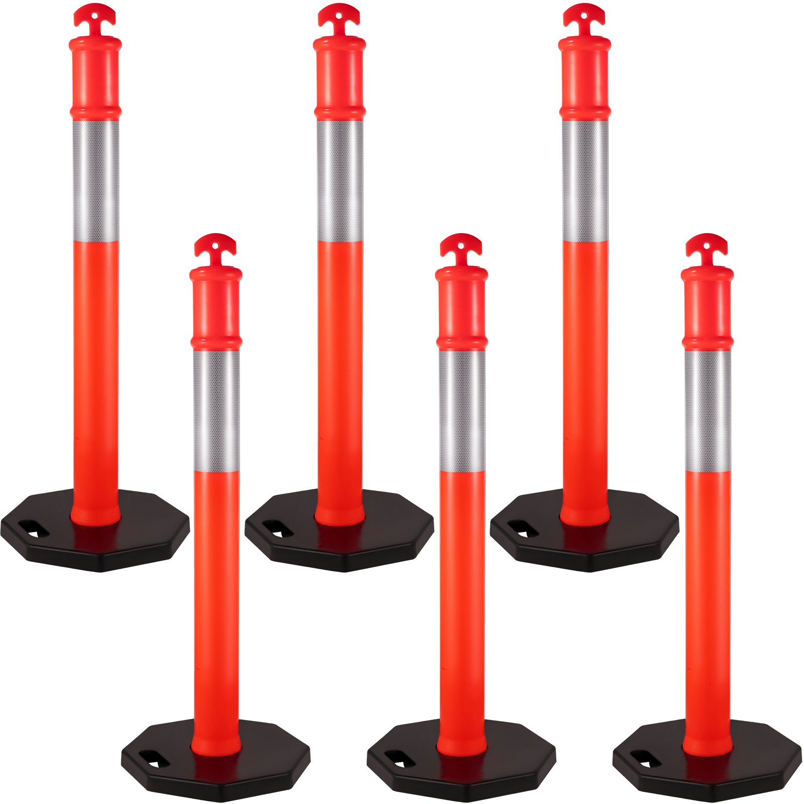 VEVOR 6Pack Traffic Delineator Posts 44 Inch Height, PE Delineator ...