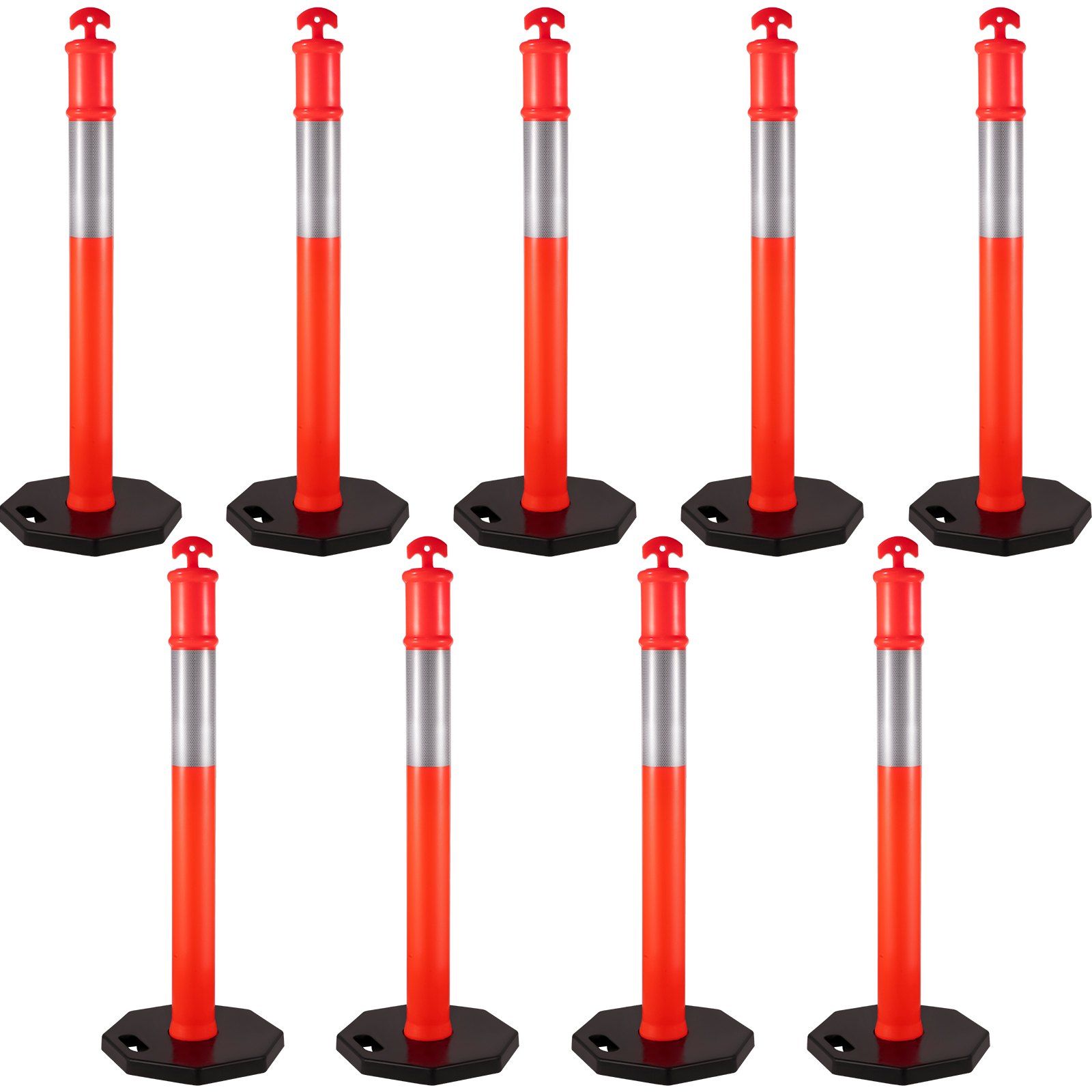VEVOR 9Pack Traffic Delineator Posts 44 Inch Height, PE Delineator ...