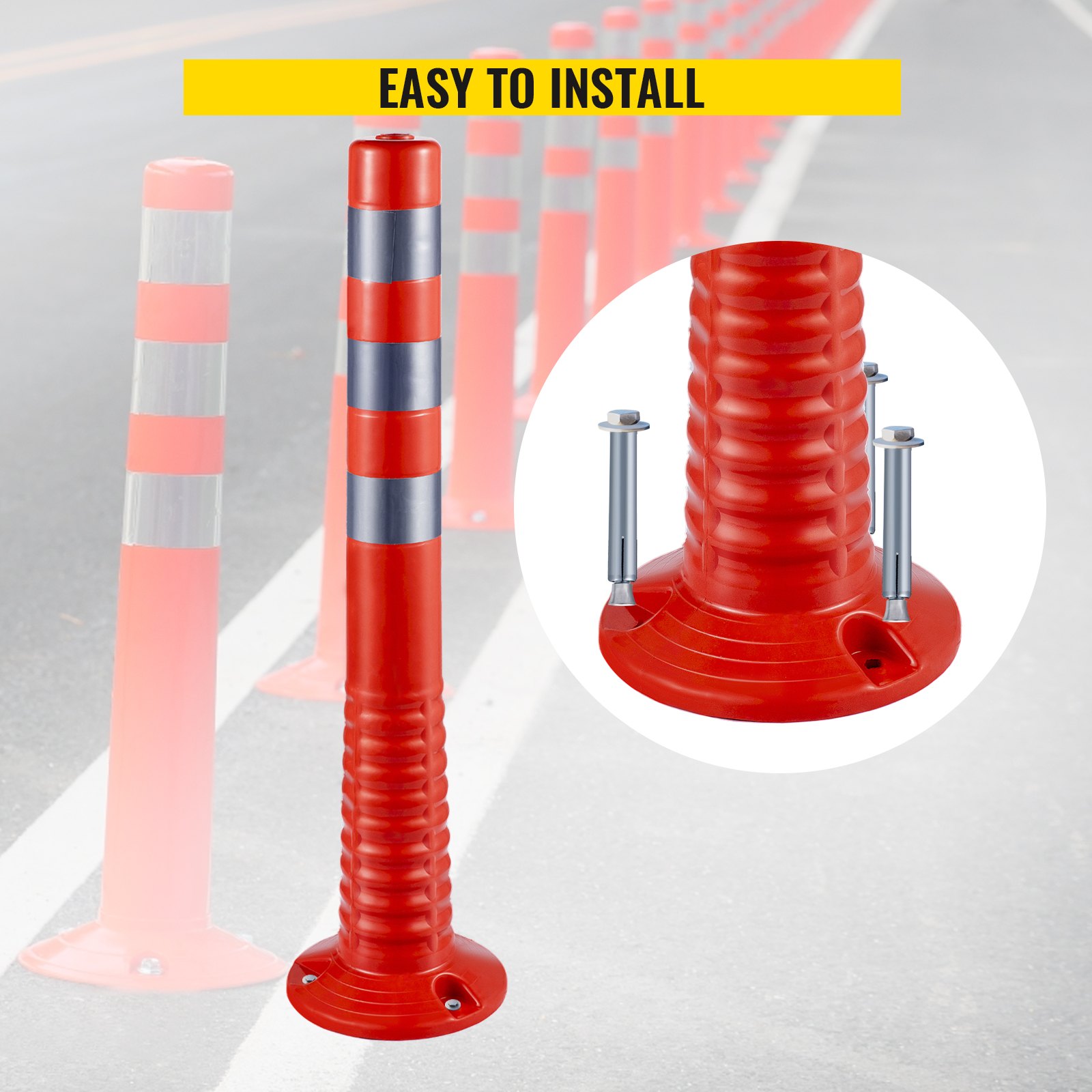 VEVOR Traffic Delineator, 12 PCS Posts Channelizer Cone, Delineator ...