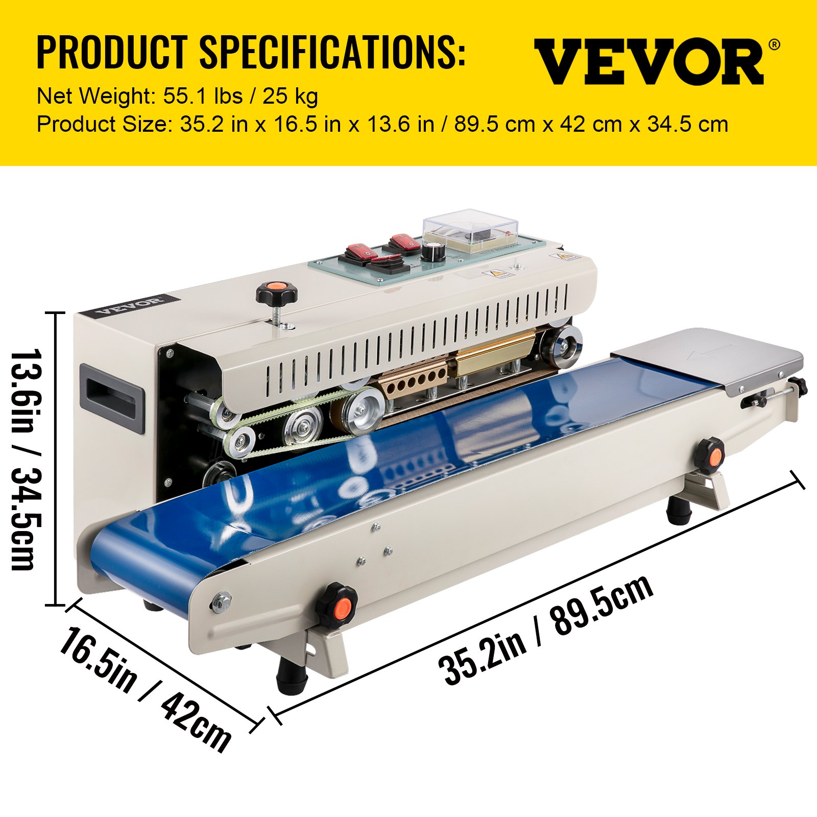 VEVOR Continuous Band Sealer FR900 Auto Horizontal Sealing Machine 110V ...