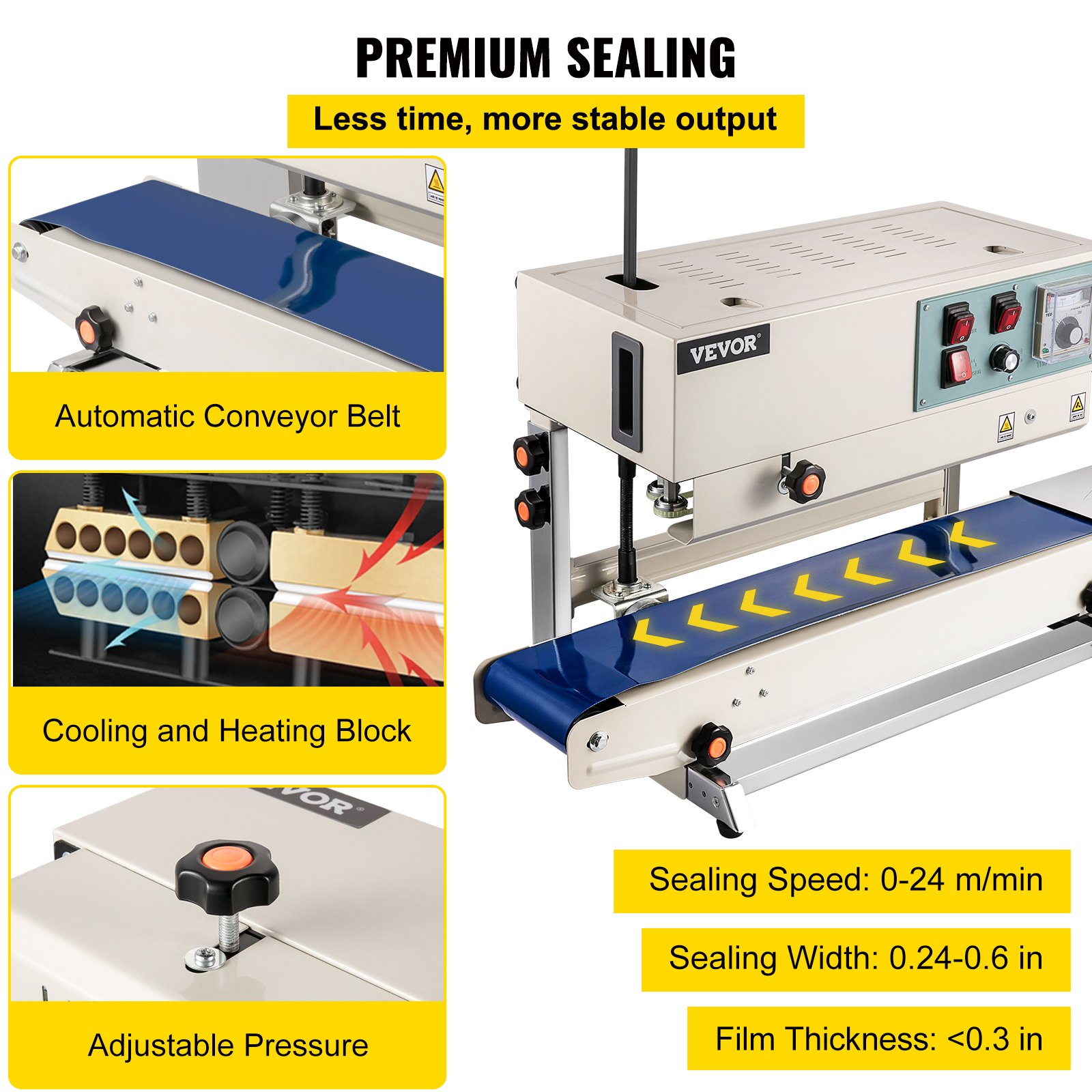 VEVOR VEVOR Continuous Band Sealer FR900 Auto Vertical Sealing Machine ...