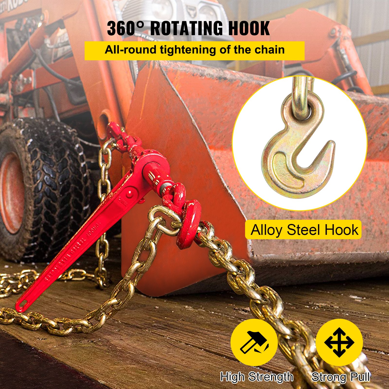 VEVOR Chain Load Binder 5/16 Inch G80 Chain Binders Tie Down Heavy ...