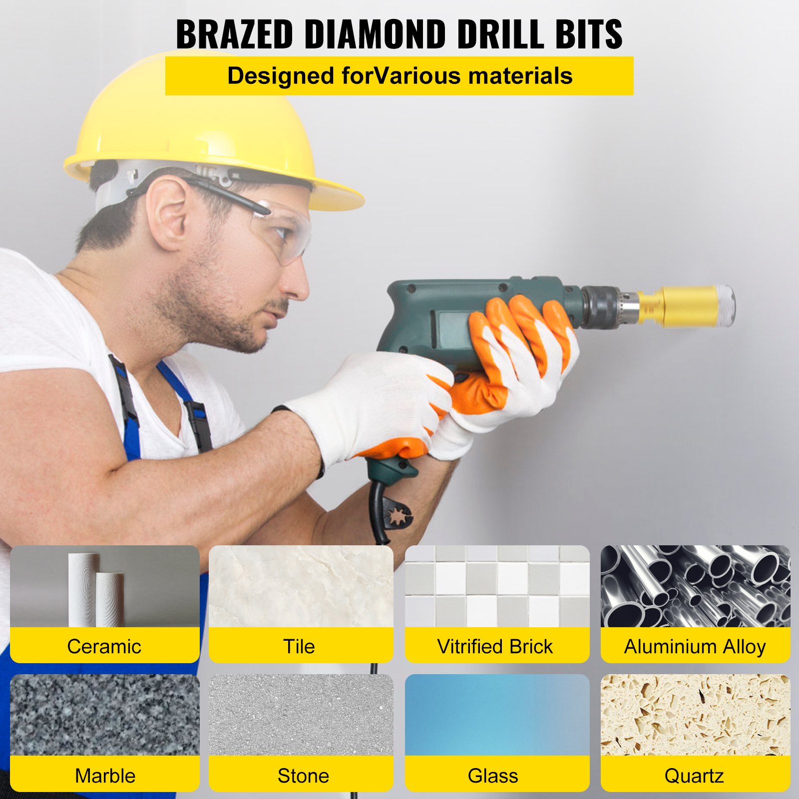 VEVOR Diamond Drill Bits 7PCS Diamond Hole Saw 20/27/35/55/68mmTile ...