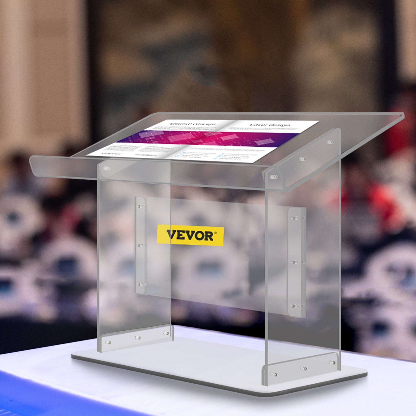 VEVOR Tabletop Acrylic Podium 19.5" Tall Plexiglass Podium 27"x13.7 ...