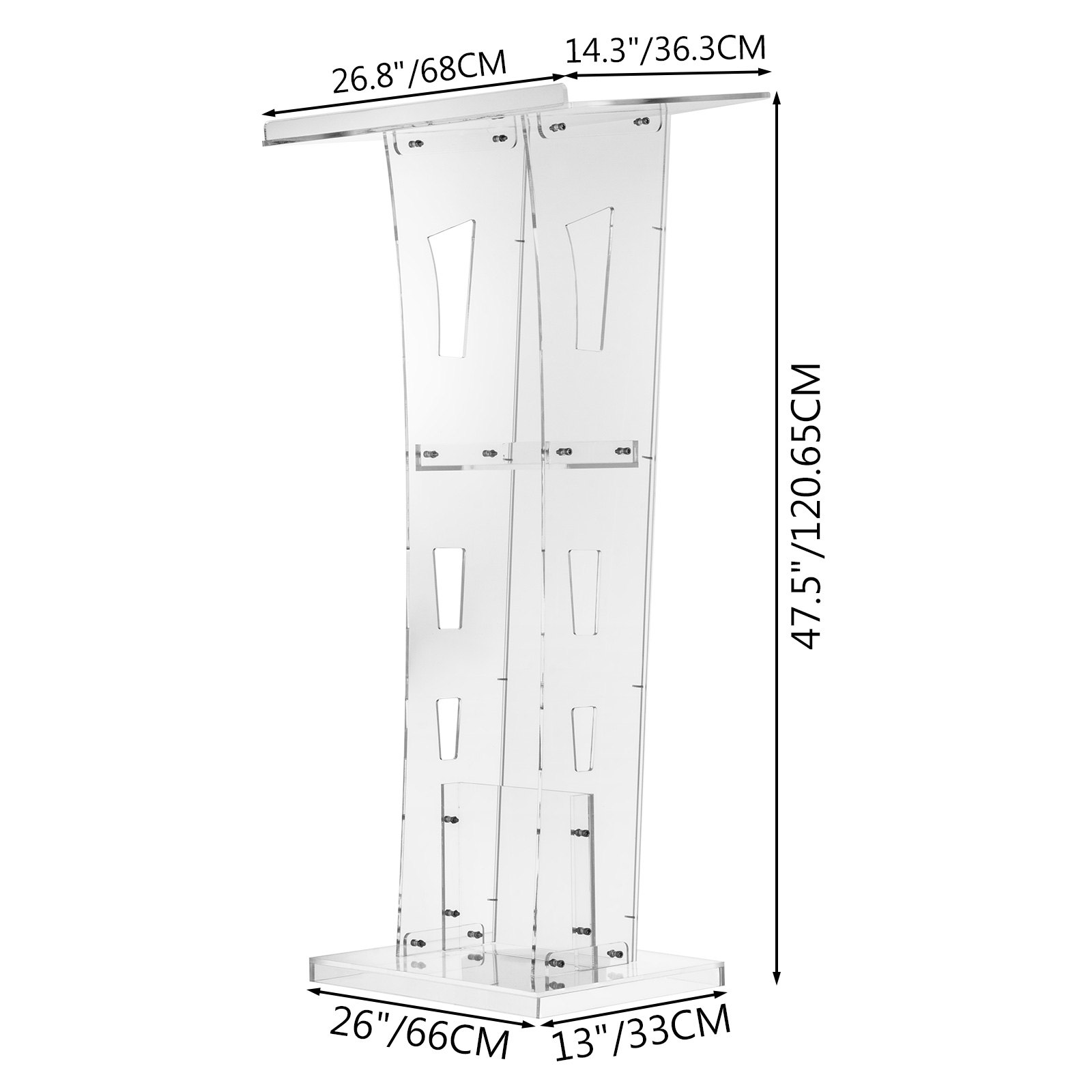 VEVOR Acrylic Podium Plexiglass Podium 1.2m Tall Acrylic Pulpits for ...