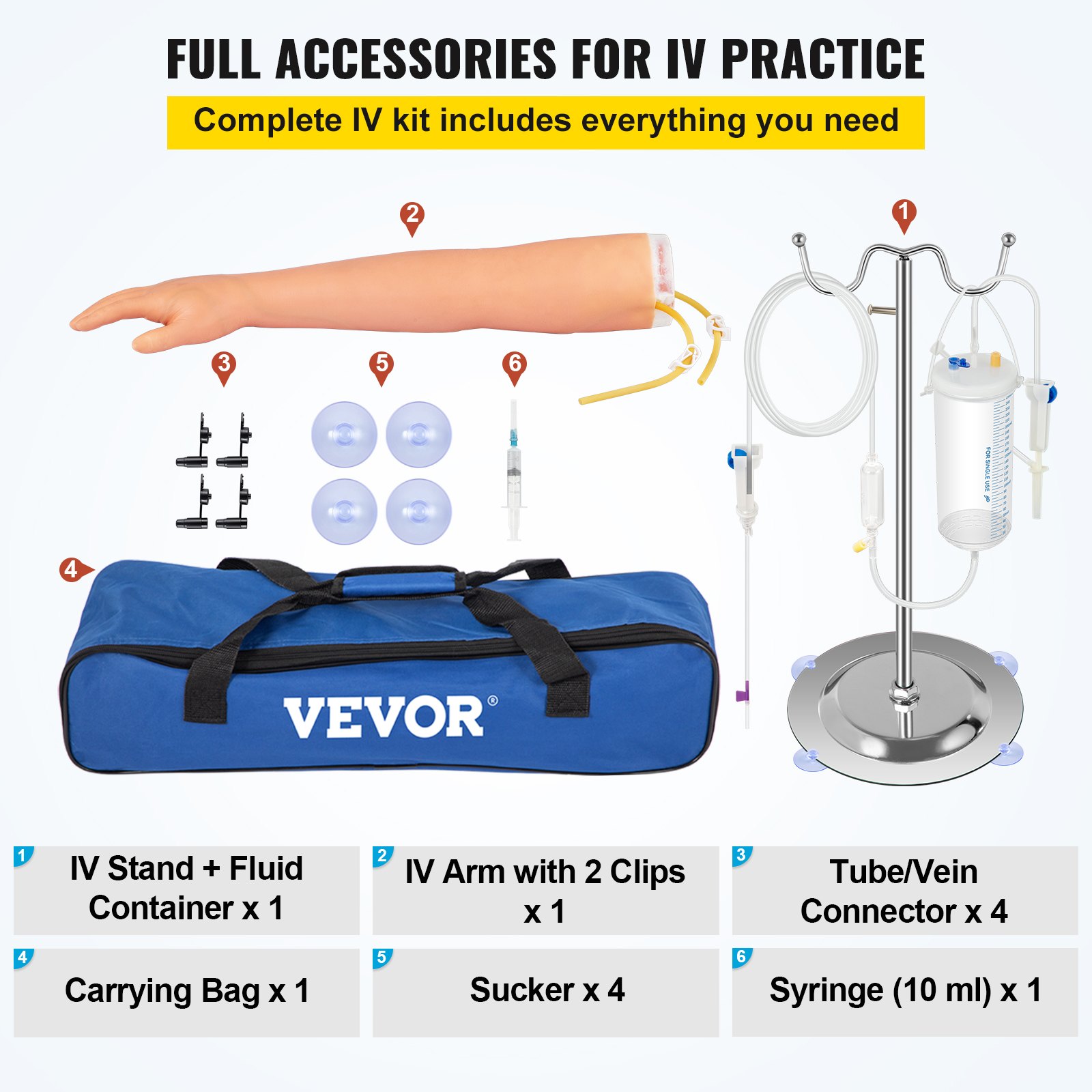 VEVOR IV Practice Kit Phlebotomy Venipuncture Practice Arm for Students ...