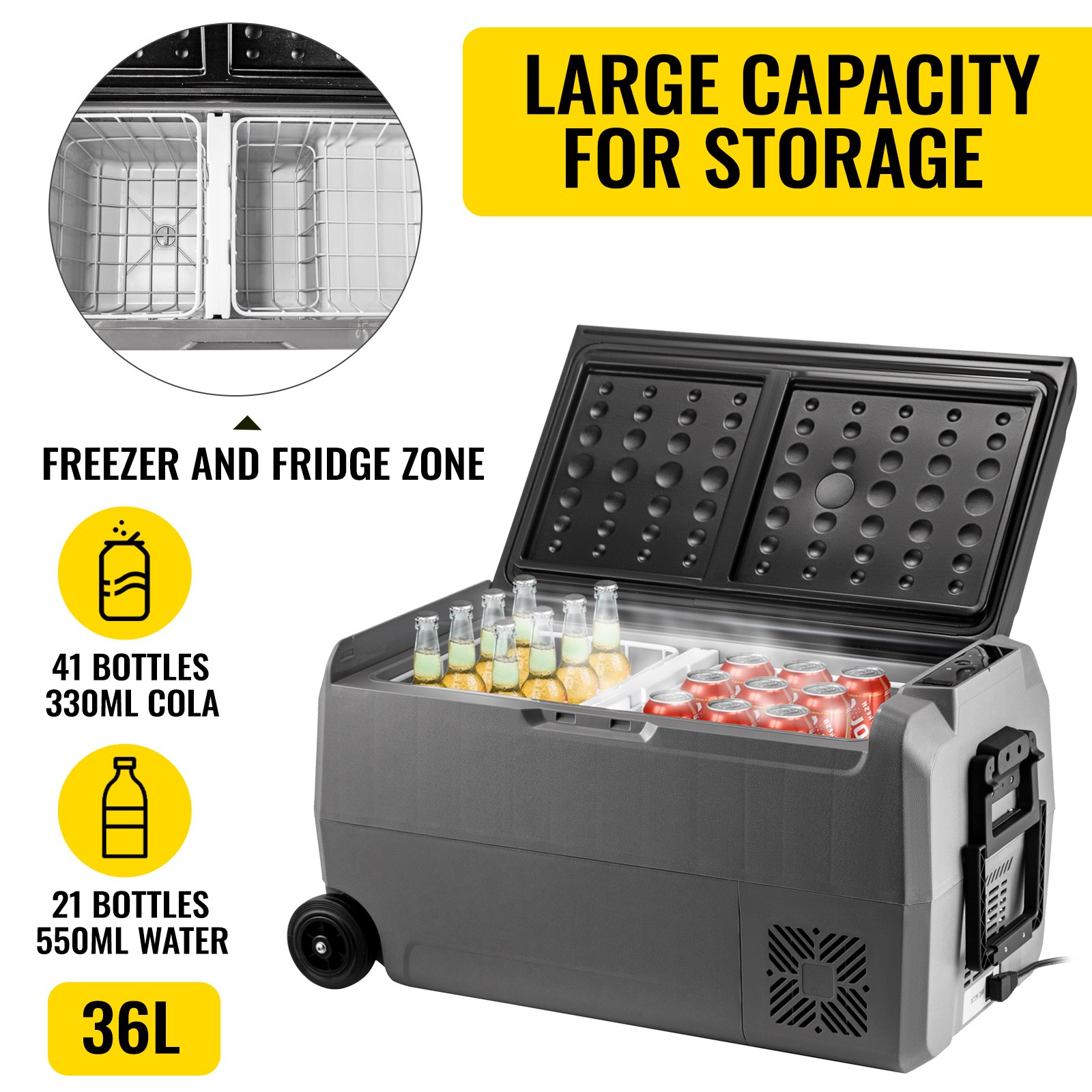 VEVOR VEVOR Portable Car Freezer 36L Car Refrigerator 12/24V Camping ...