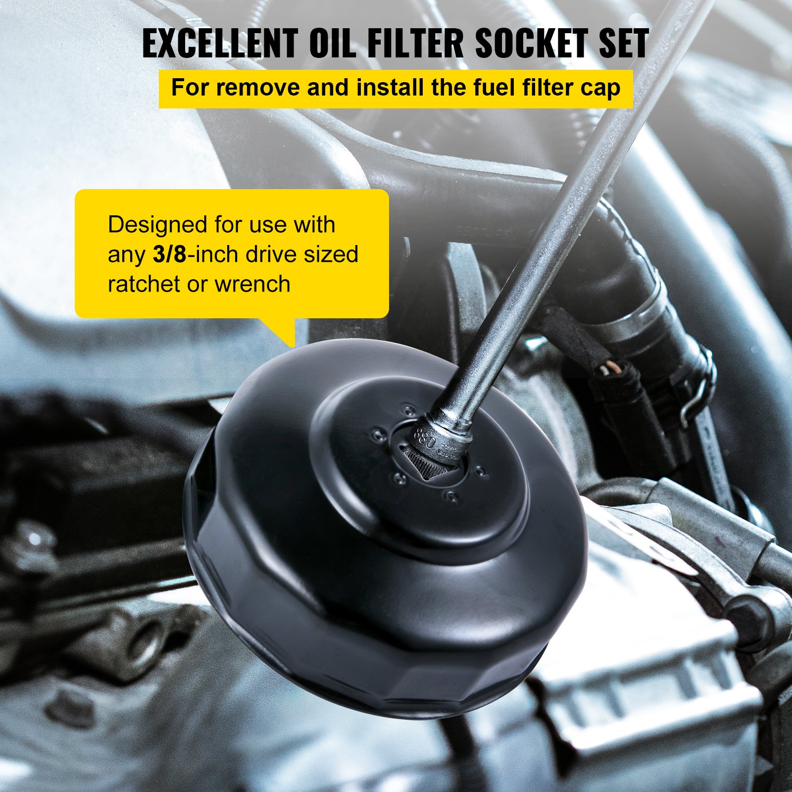 VEVOR Oil Filter Socket Set Cup Socket Tool Set 7 PCS Oil Filter Cap ...