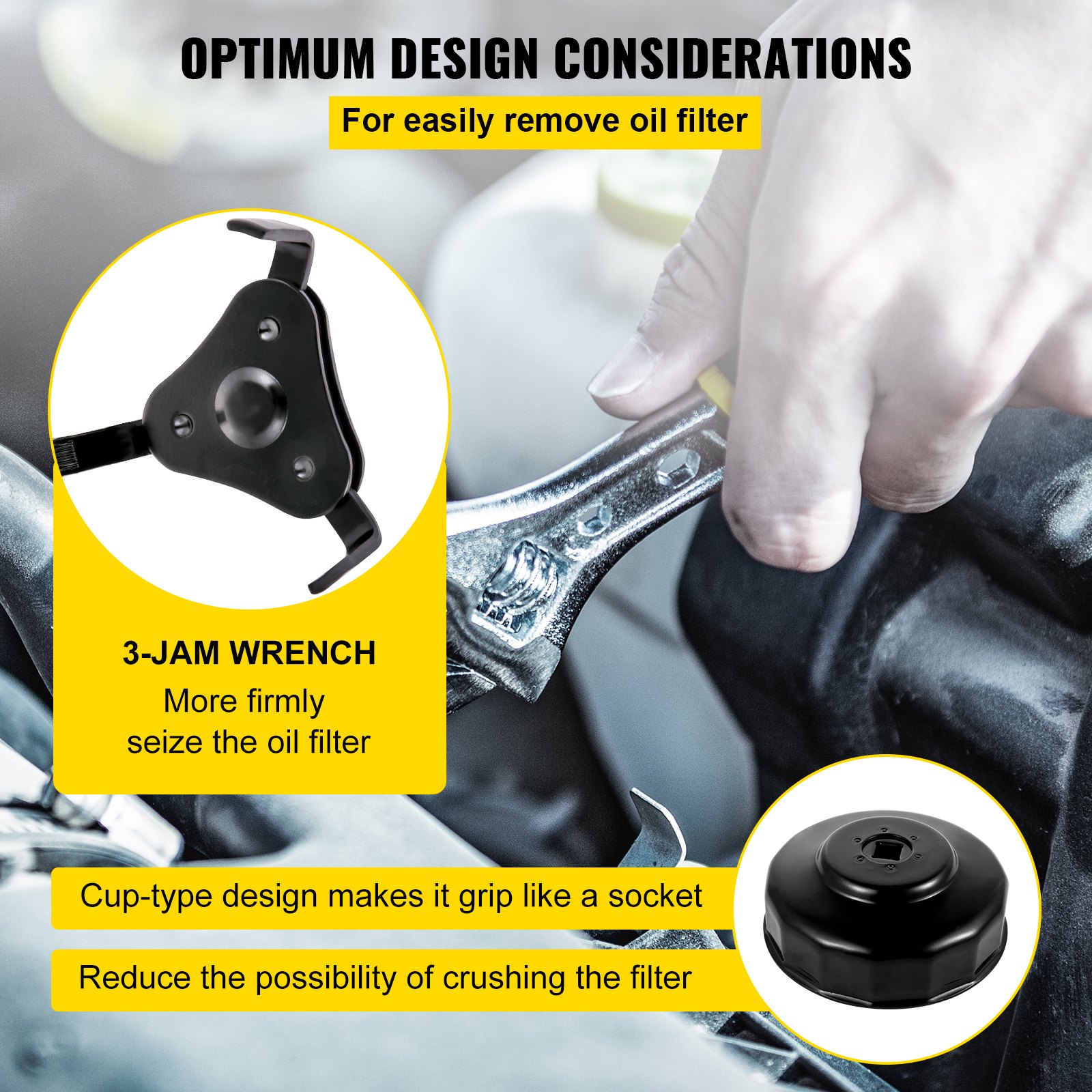 VEVOR Oil Filter Socket Set Cup Socket Tool Set 7 PCS Oil Filter Cap ...