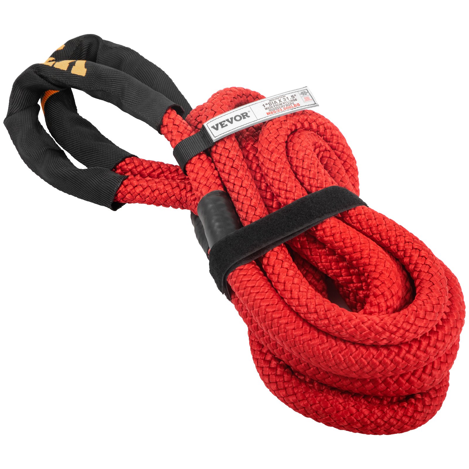 VEVOR 1" x 31.5' Recovery Tow Rope, 33,500 lbs, Heavy Duty Nylon Double ...
