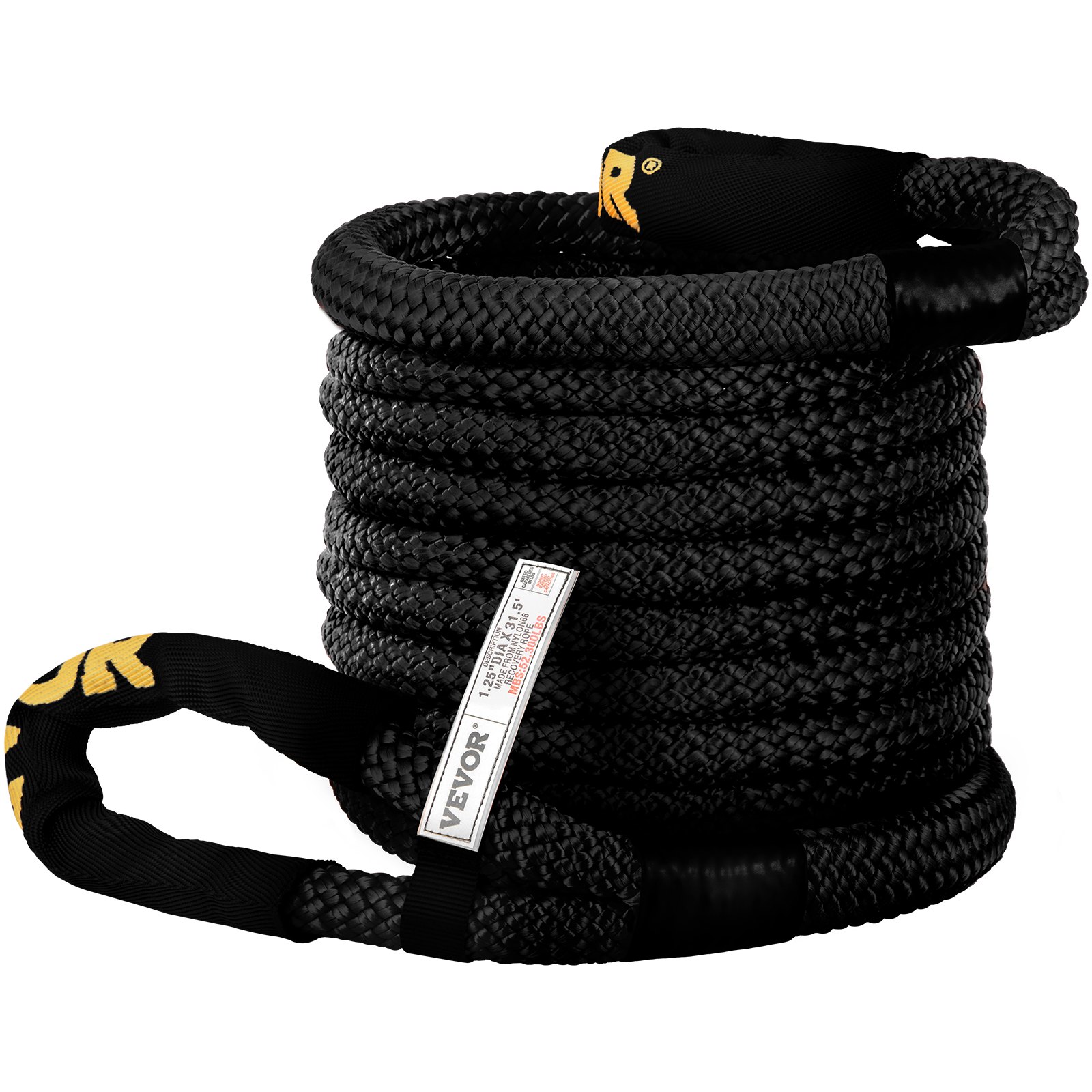 VEVOR 1-1/4" x 31.5' Kinetic Recovery & Tow Rope, 52,300 lbs, Heavy ...