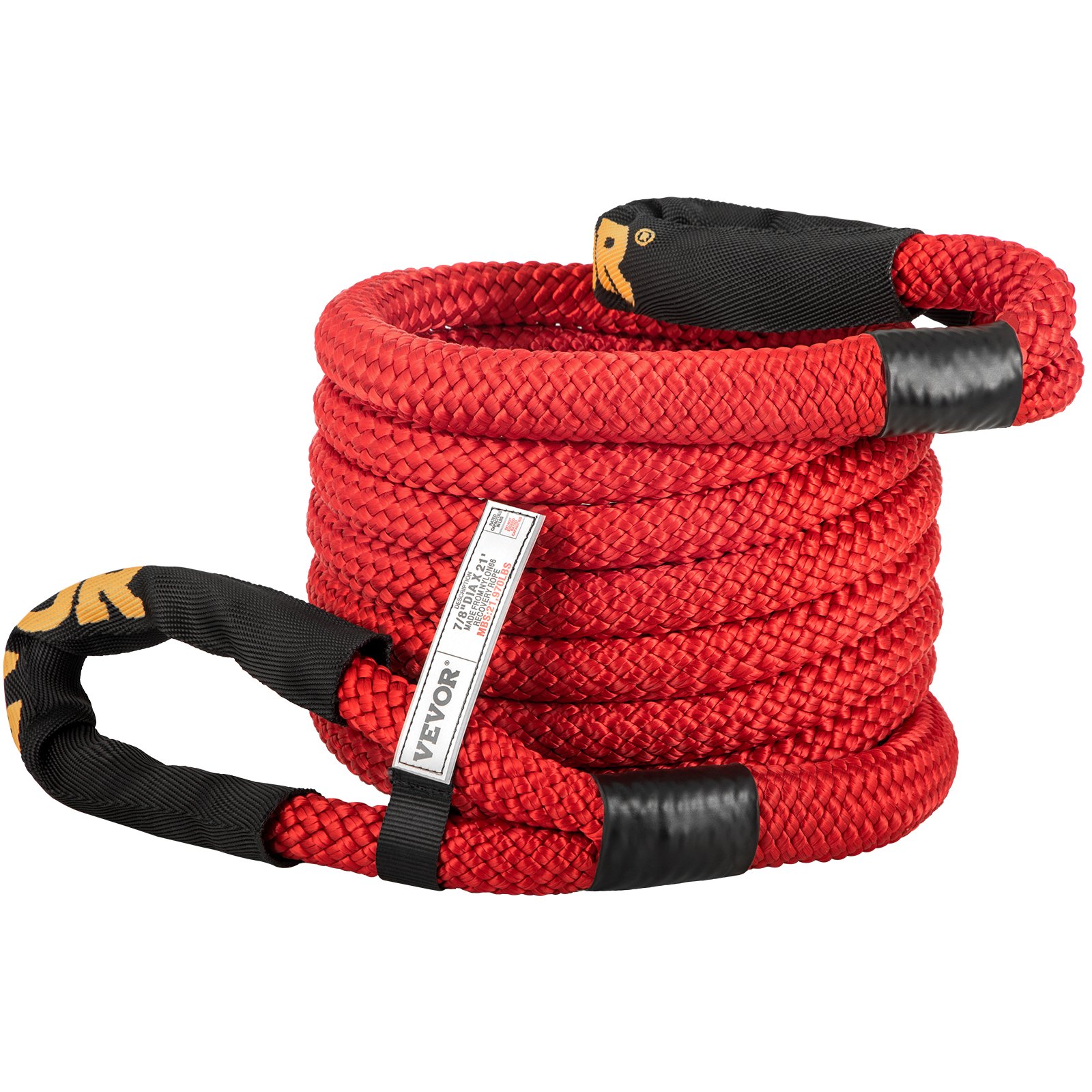 VEVOR 7/8" x 21' Kinetic Recovery Rope, 21,970 lbs, Heavy Duty Nylon ...