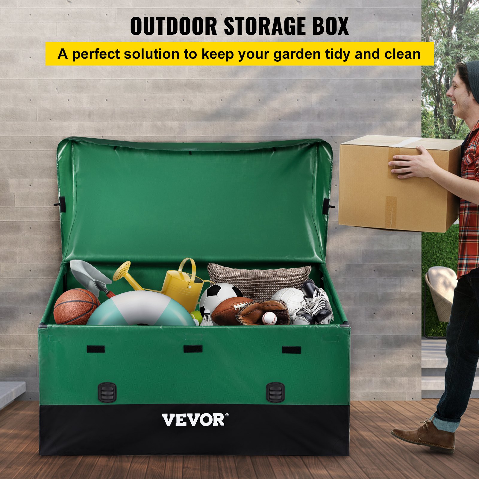 VEVOR Outdoor Storage Box Patio Deck Box 230 Gallon Waterproof PE ...