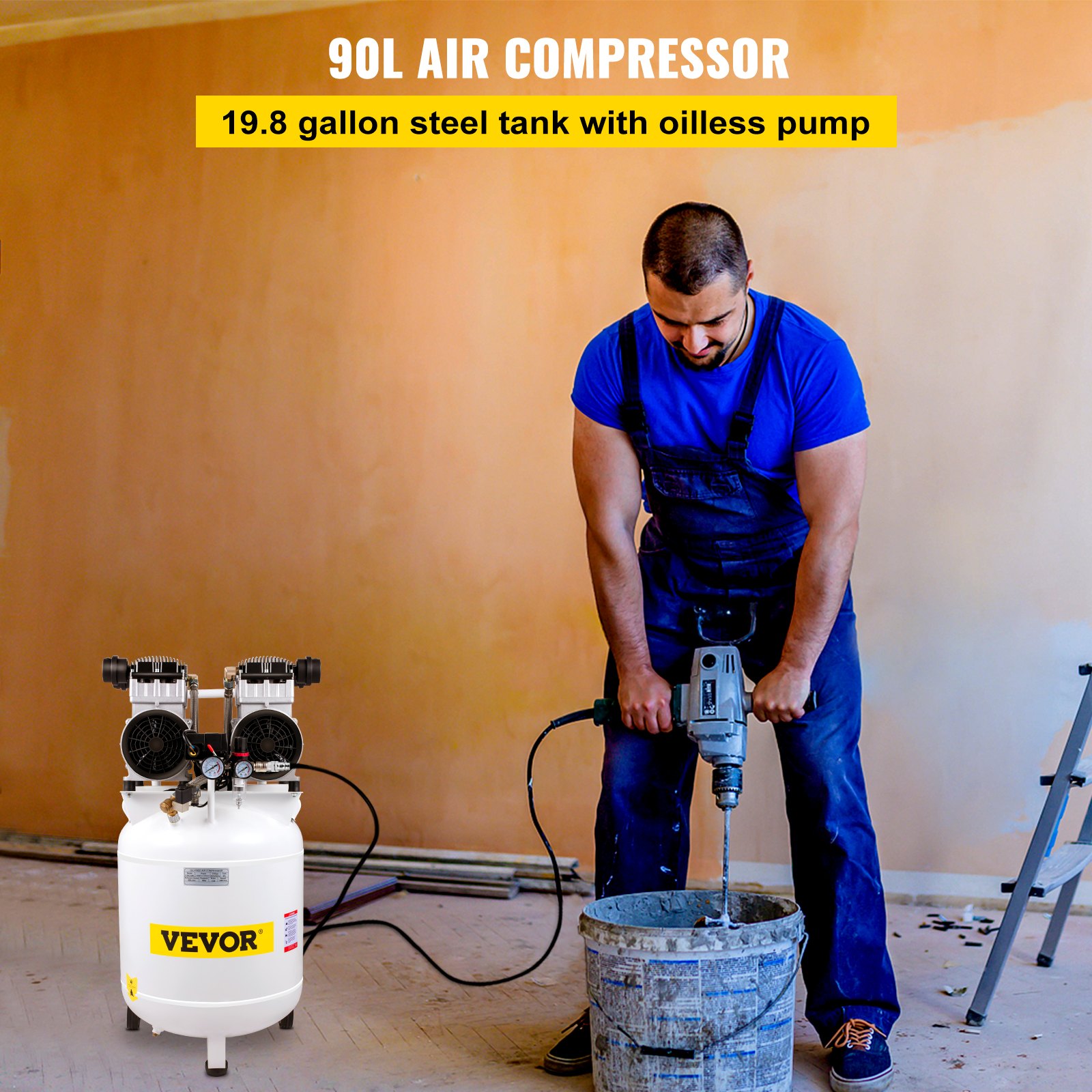VEVOR VEVOR Air Compressor, 90L/19.8 Gallon Vertical Air Compressor ...