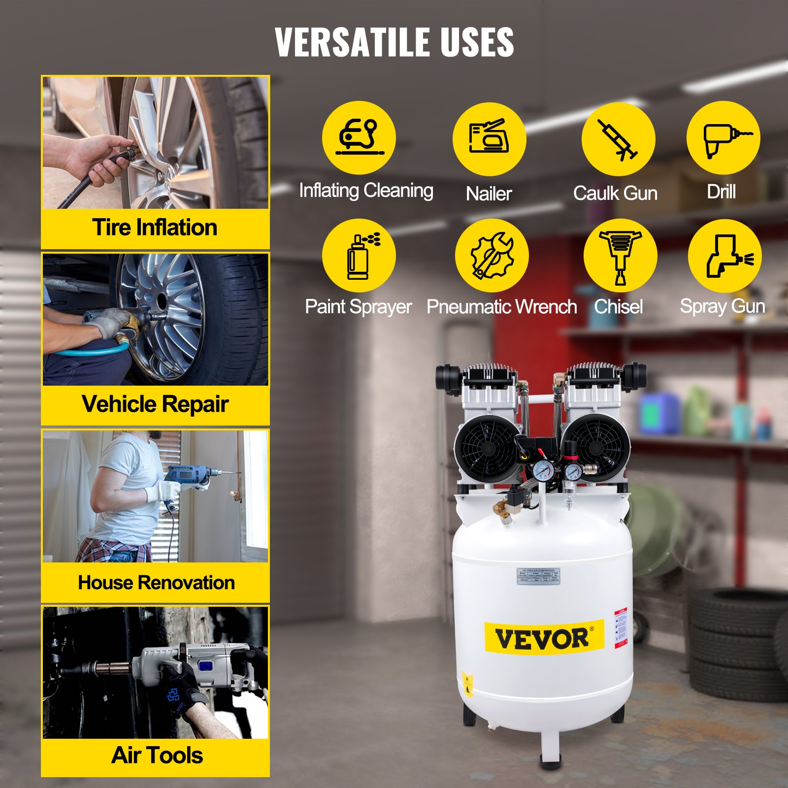 VEVOR VEVOR Air Compressor, 90L/19.8 Gallon Vertical Air Compressor ...