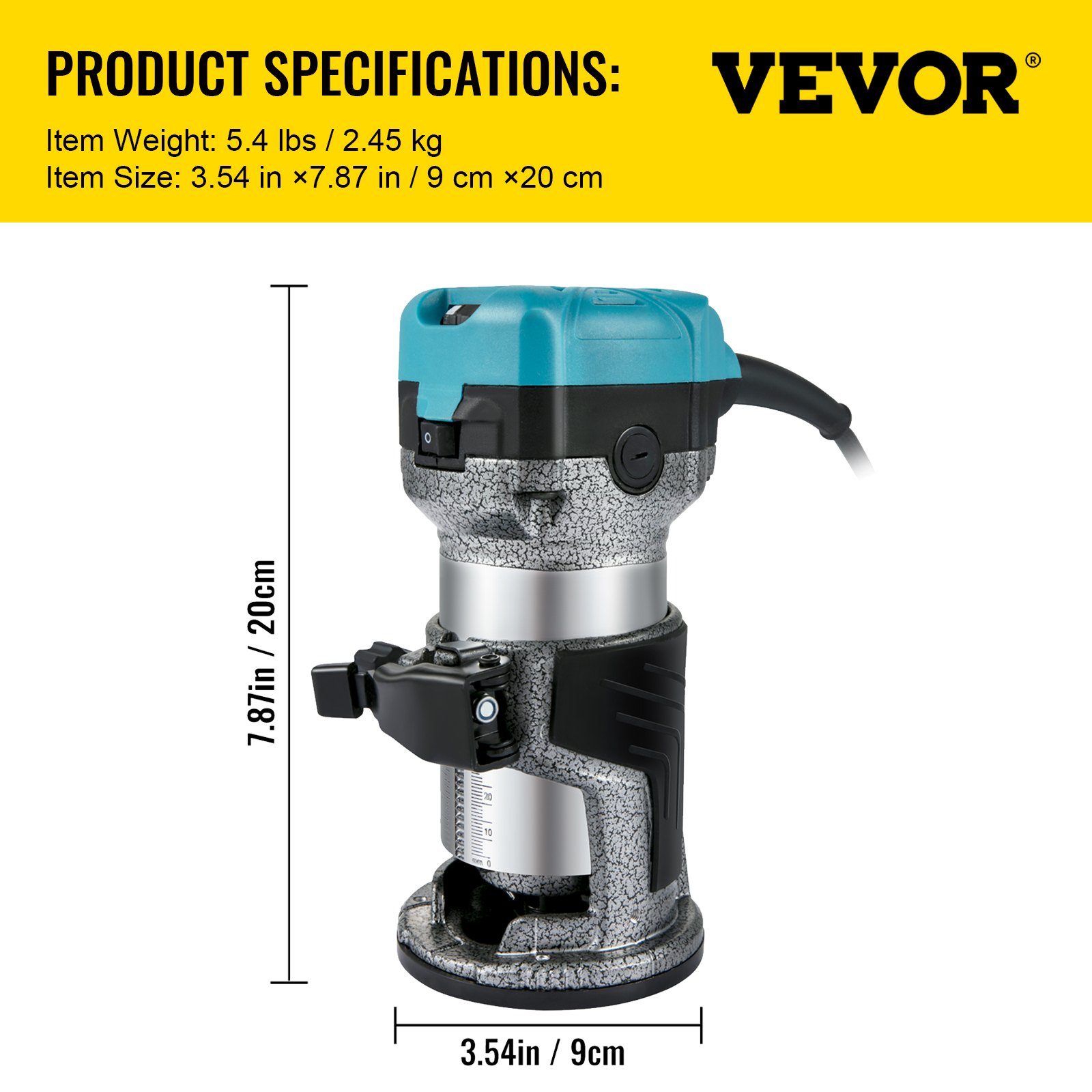 VEVOR Vevor Electric Hand Trimmer Palm Router With Three Collets And ...