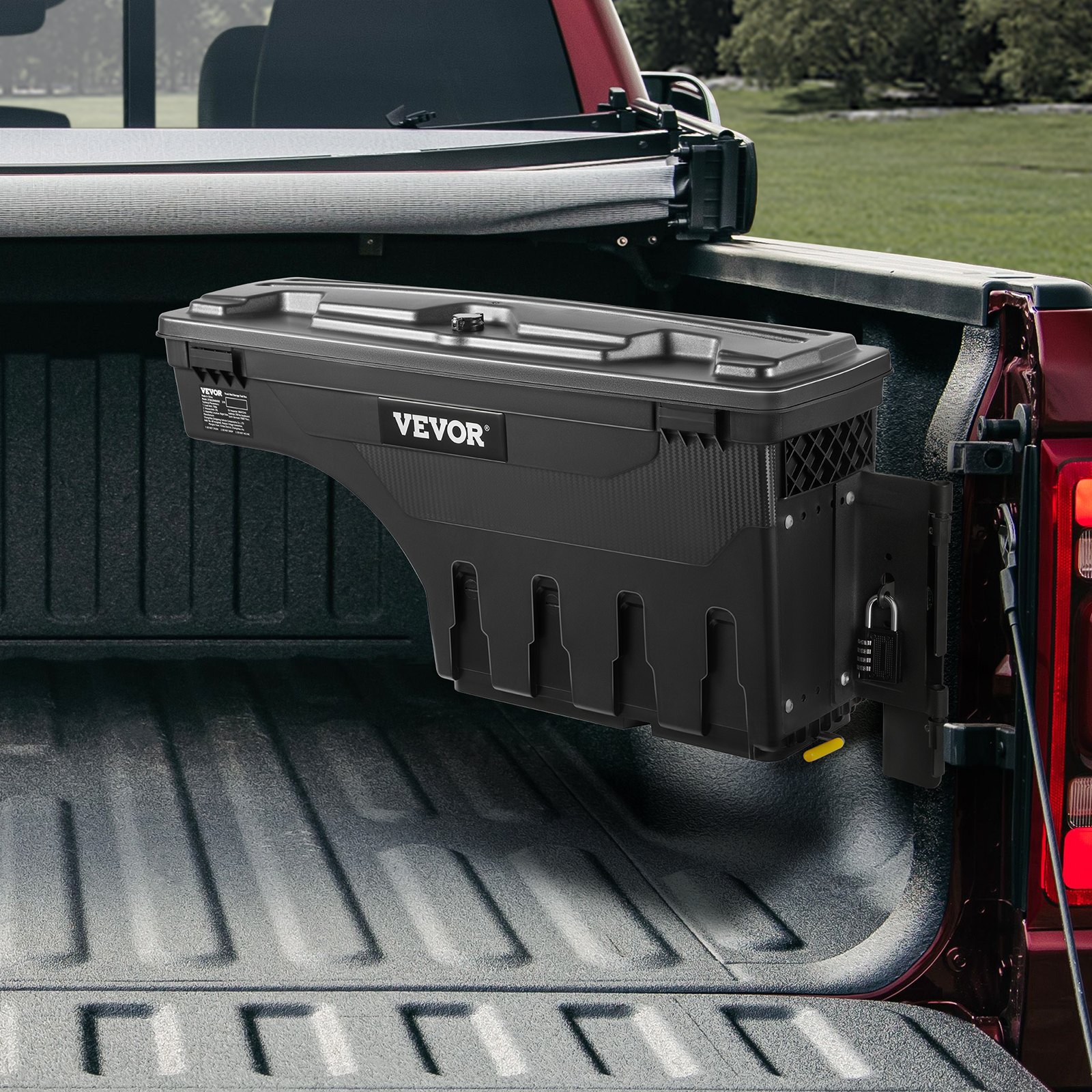 VEVOR Truck Bed Storage Box, Lockable Lid, Waterproof ABS Wheel Well ...
