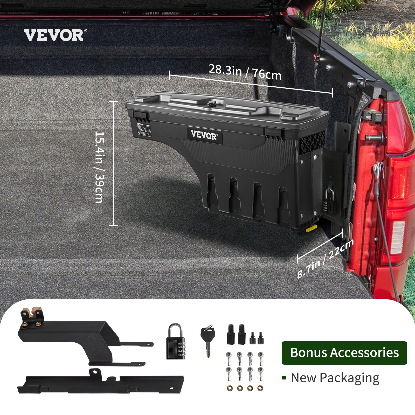 VEVOR Truck Bed Storage Box, Fits 2015-2020 Ford F150, Passenger Side ...