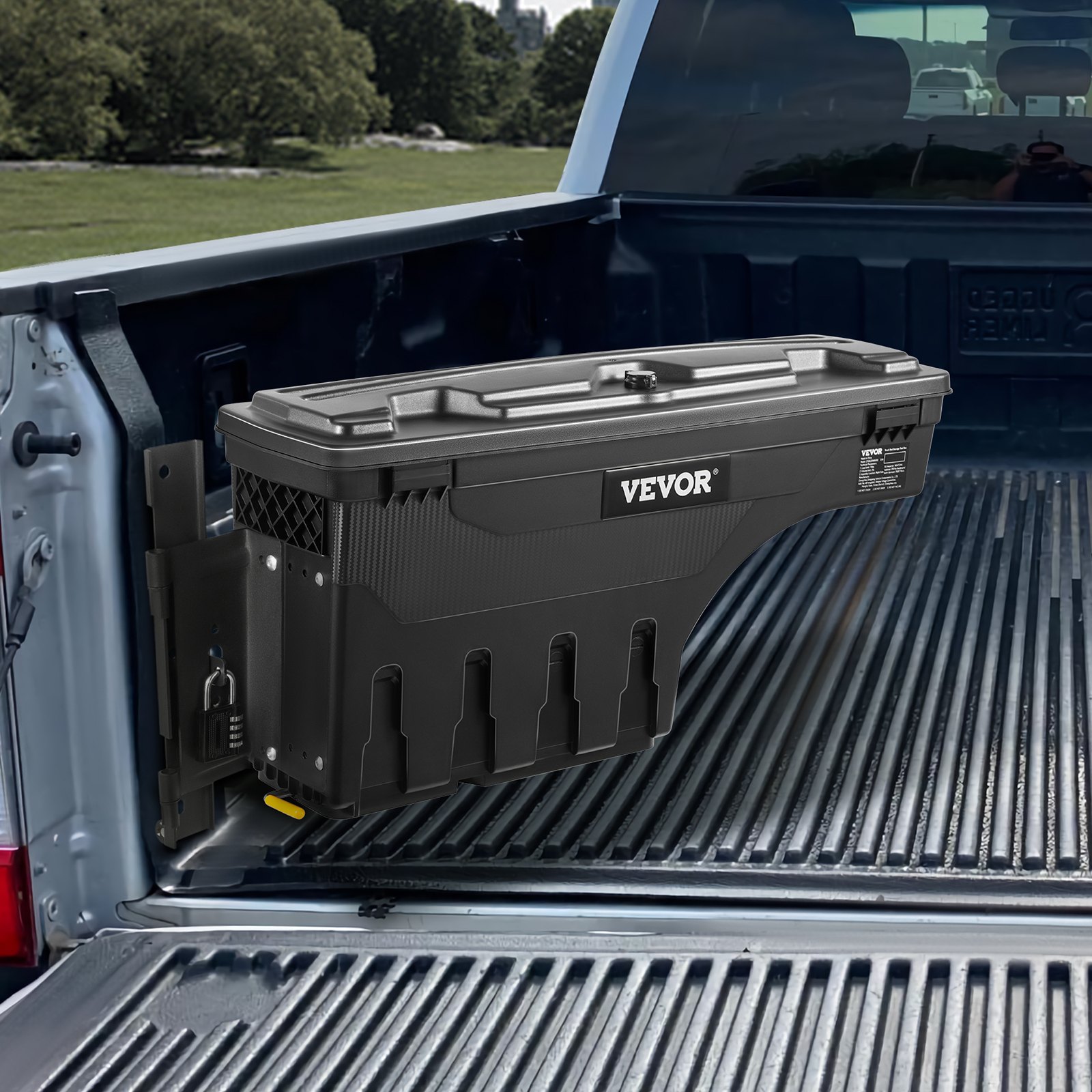 VEVOR Truck Bed Storage Box, Lockable Lid, Waterproof ABS Wheel Well ...