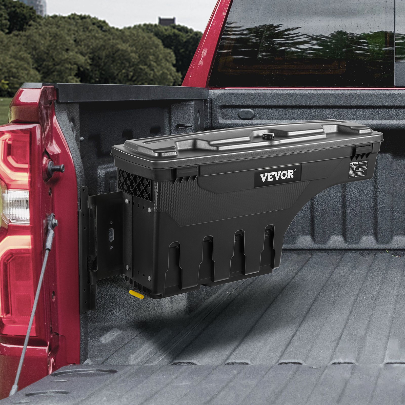 VEVOR Truck Bed Storage Box, Lockable Lid, Waterproof ABS Wheel Well ...