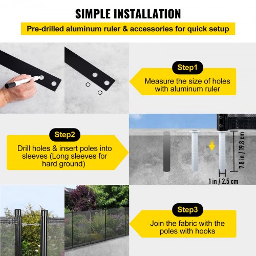 VEVOR Swimming Pool Security Fence Removable Pool Fence 4 x 48 ft for ...