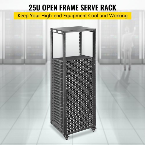 VEVOR Server Rack, 25U Open Frame Rack, 4-Post IT Server Network Relay ...