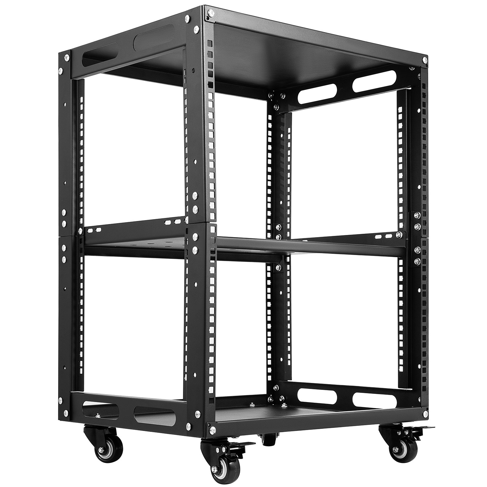 VEVOR Server Rack, 12U Open Frame Rack, 4-Post IT Server Network Relay ...
