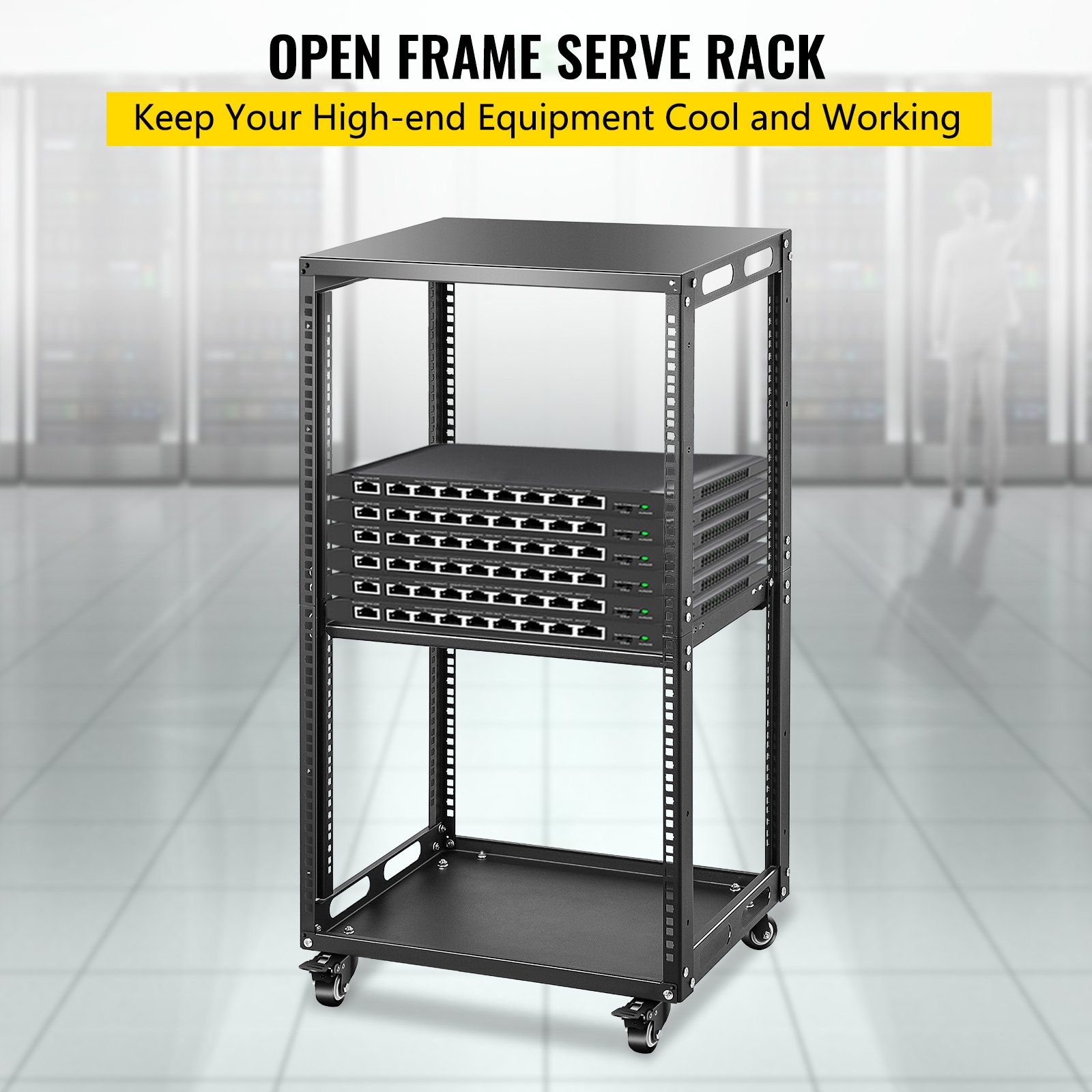 VEVOR Server Rack, 18U Open Frame Rack, 4-Post IT Server Network Relay ...