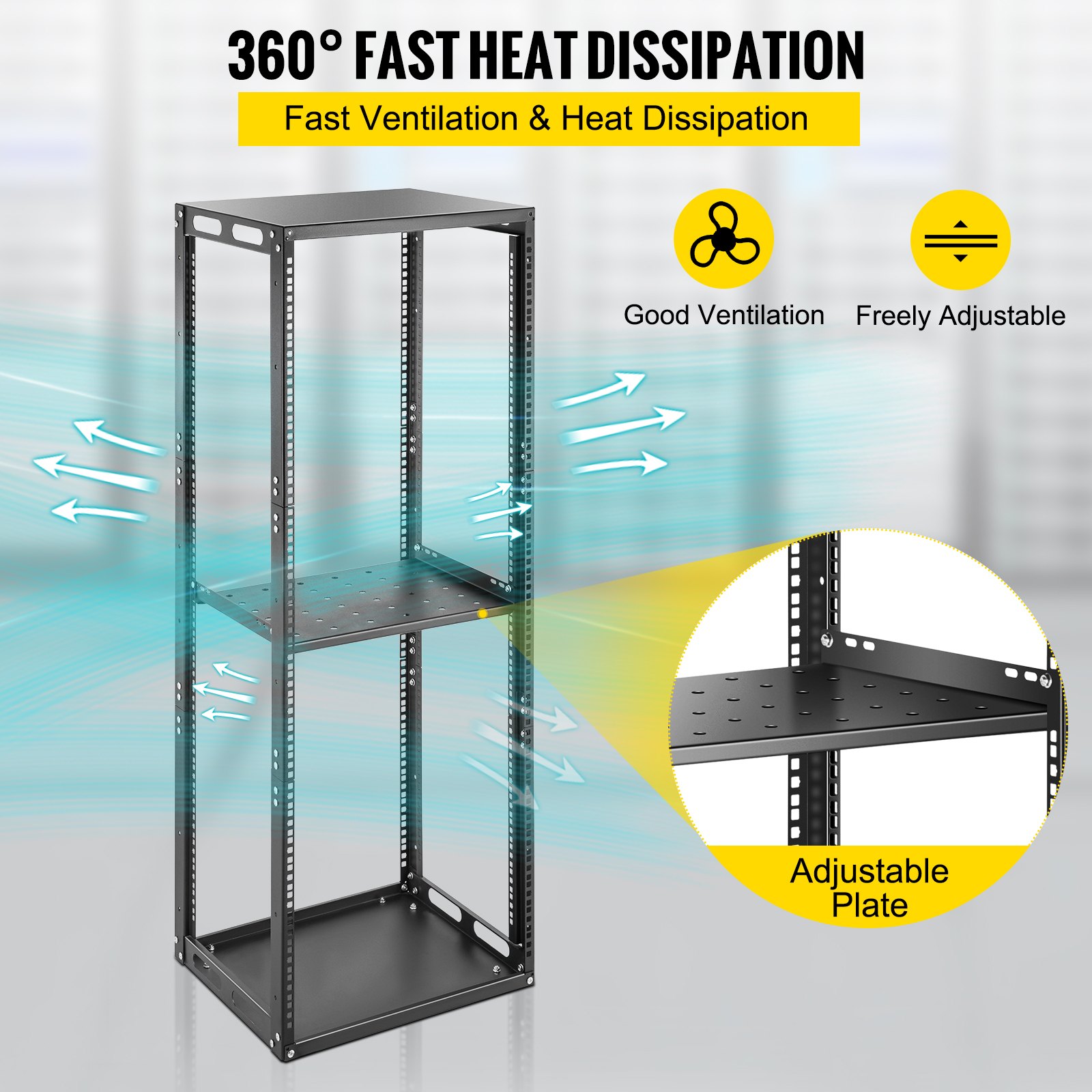 VEVOR Server Rack, 28U Open Frame Rack, 4-Post IT Server Network Relay ...