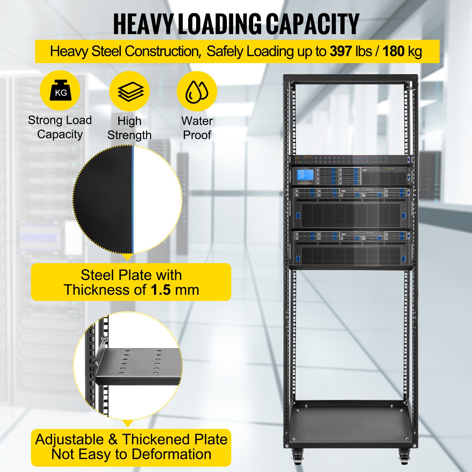 VEVOR Server Rack, 27U Open Frame Rack, 4-Post IT Server Network Relay ...