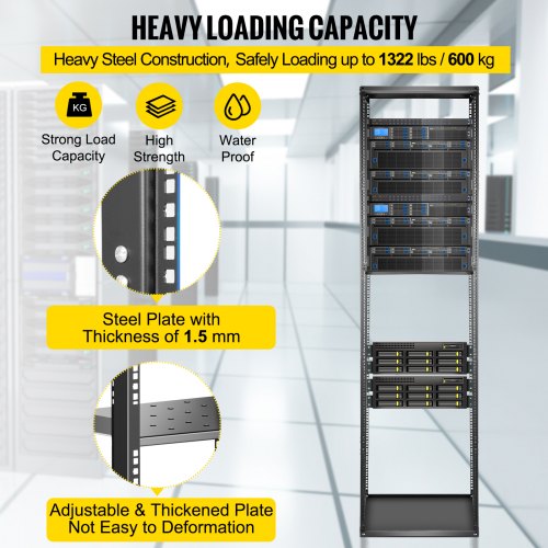 VEVOR Server Rack, 45U Open Frame Rack, 4-Post IT Server Network Relay Rack, 19 Inch Server ...