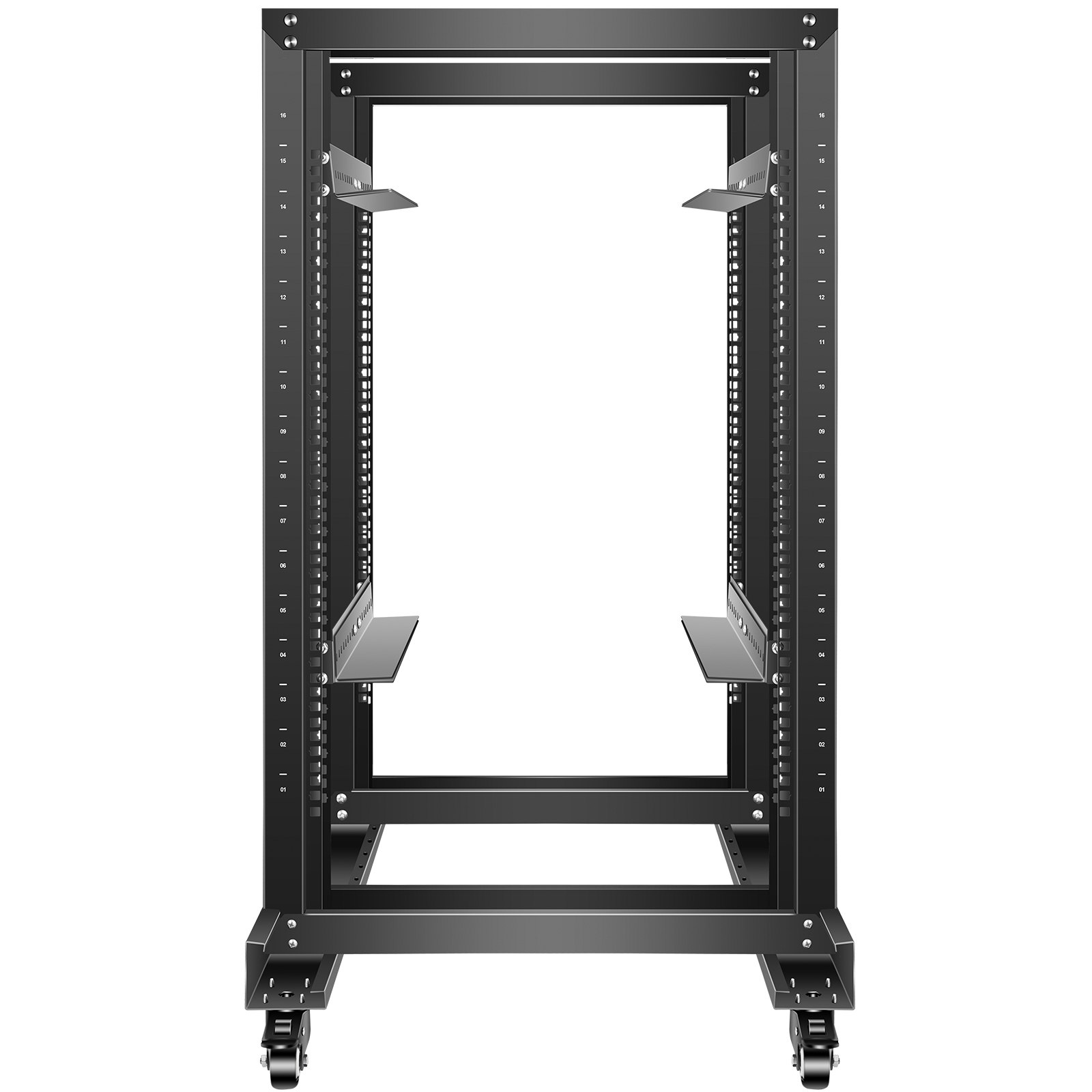 VEVOR Server Rack, 15U Open Frame Rack, 4-Post IT Server Relay Rack, 19 ...