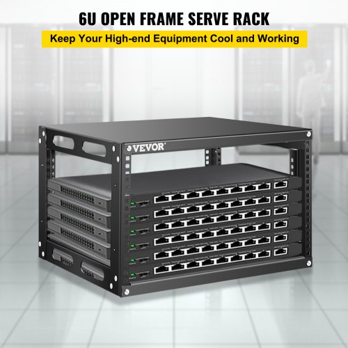 VEVOR Server Rack, 6U Open Frame Rack, 4-Post IT Server Network Relay ...